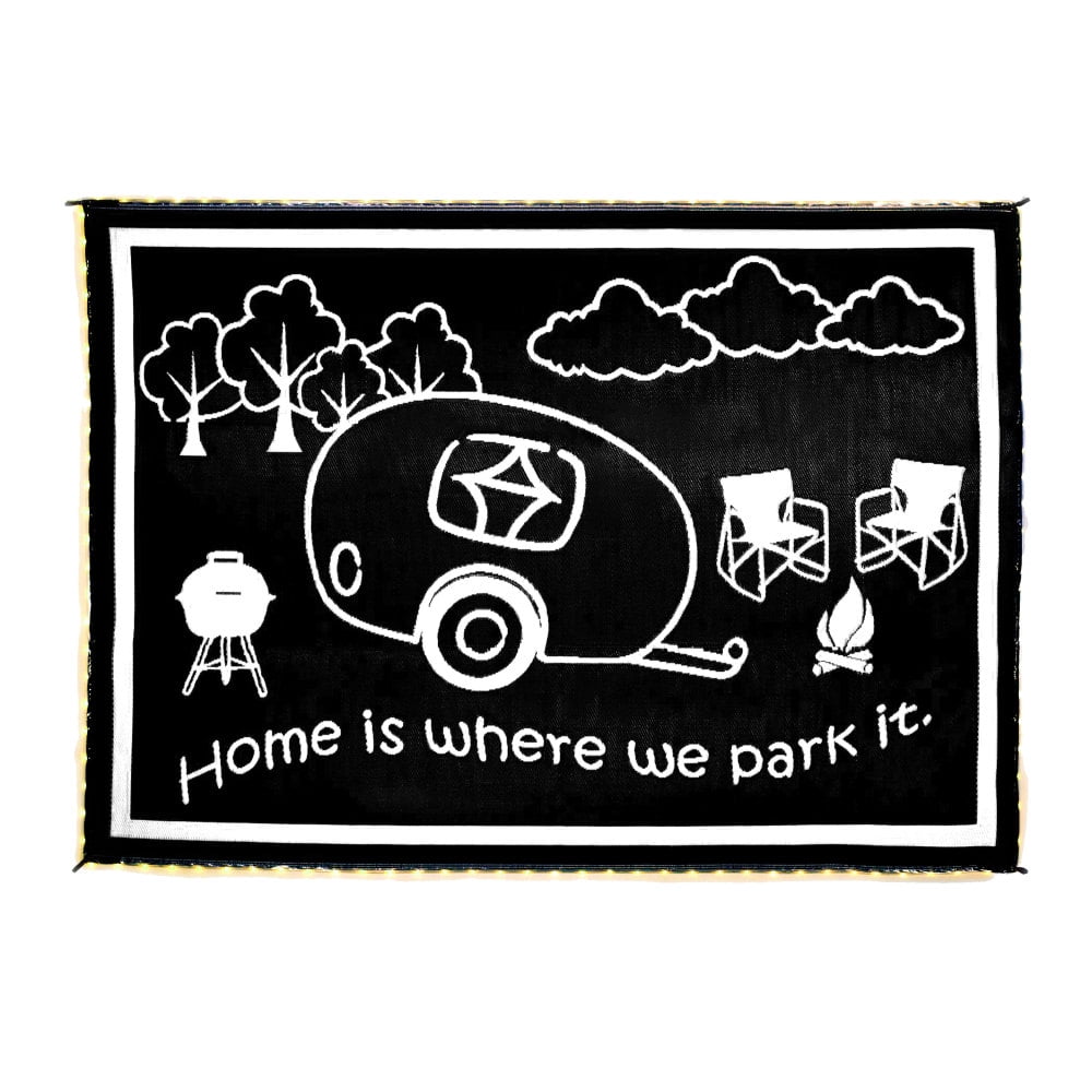 Stylish Camping Lighted Mat, 8' x 11', Black/White, Reversible, RV ...