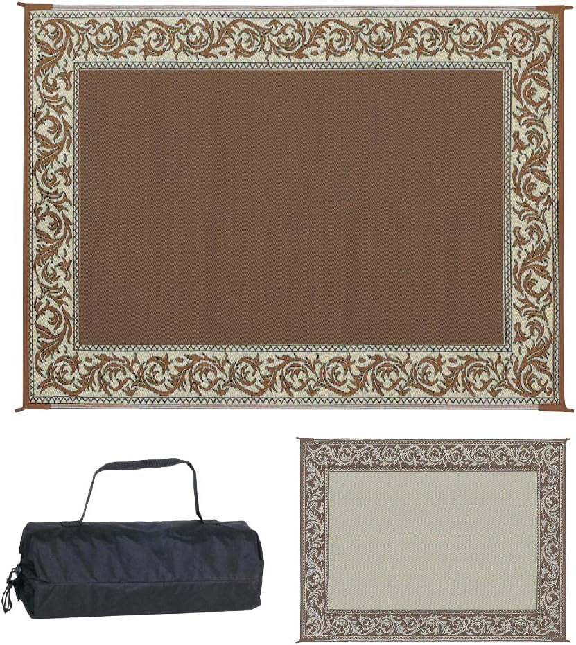 Stylish Camping RA7 9-Feet x 12-Feet Classical Reversible RV Patio Mat ...