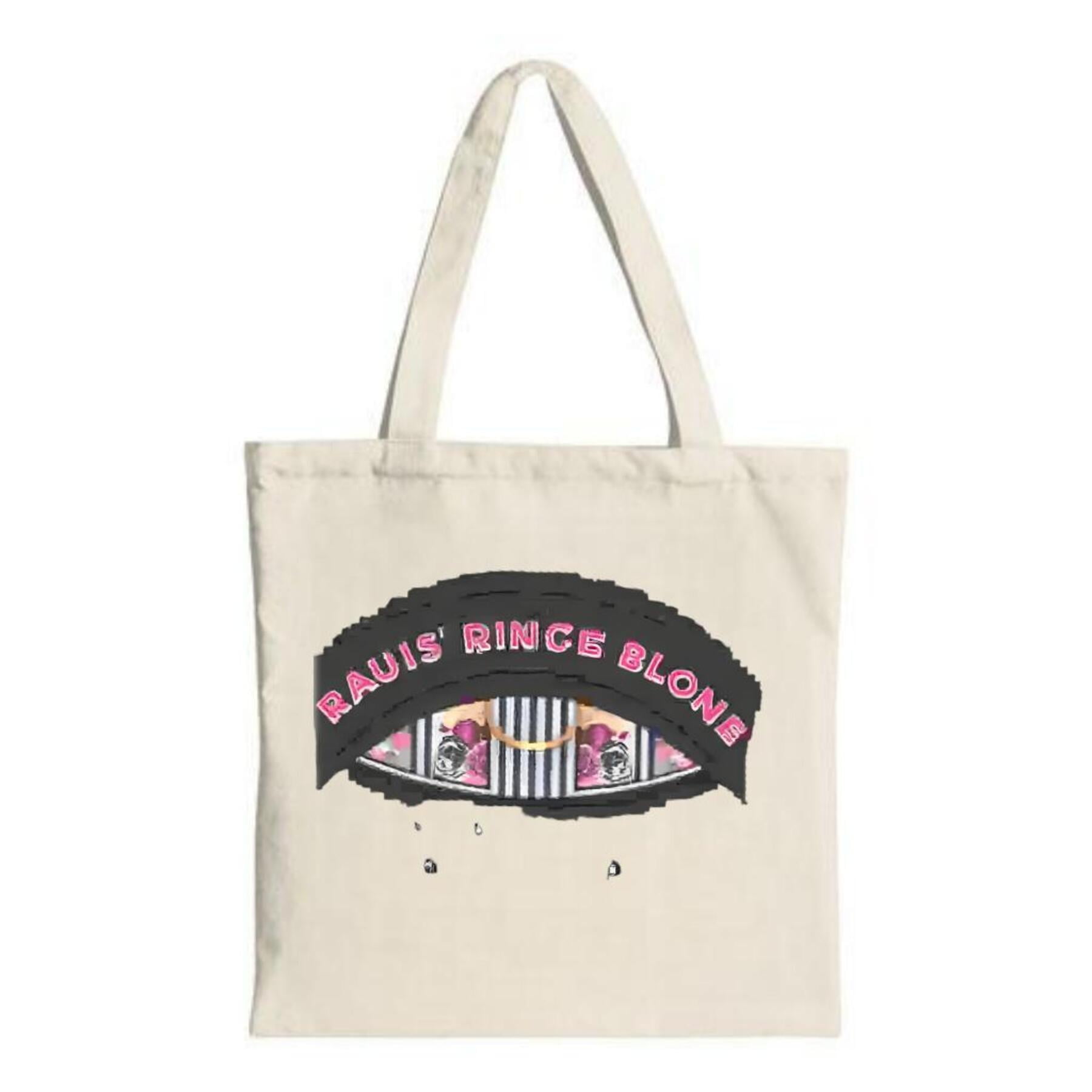 Stylish Canvas Tote Bag with Pixelated Arch Design & Bold Pink ' RAU ...