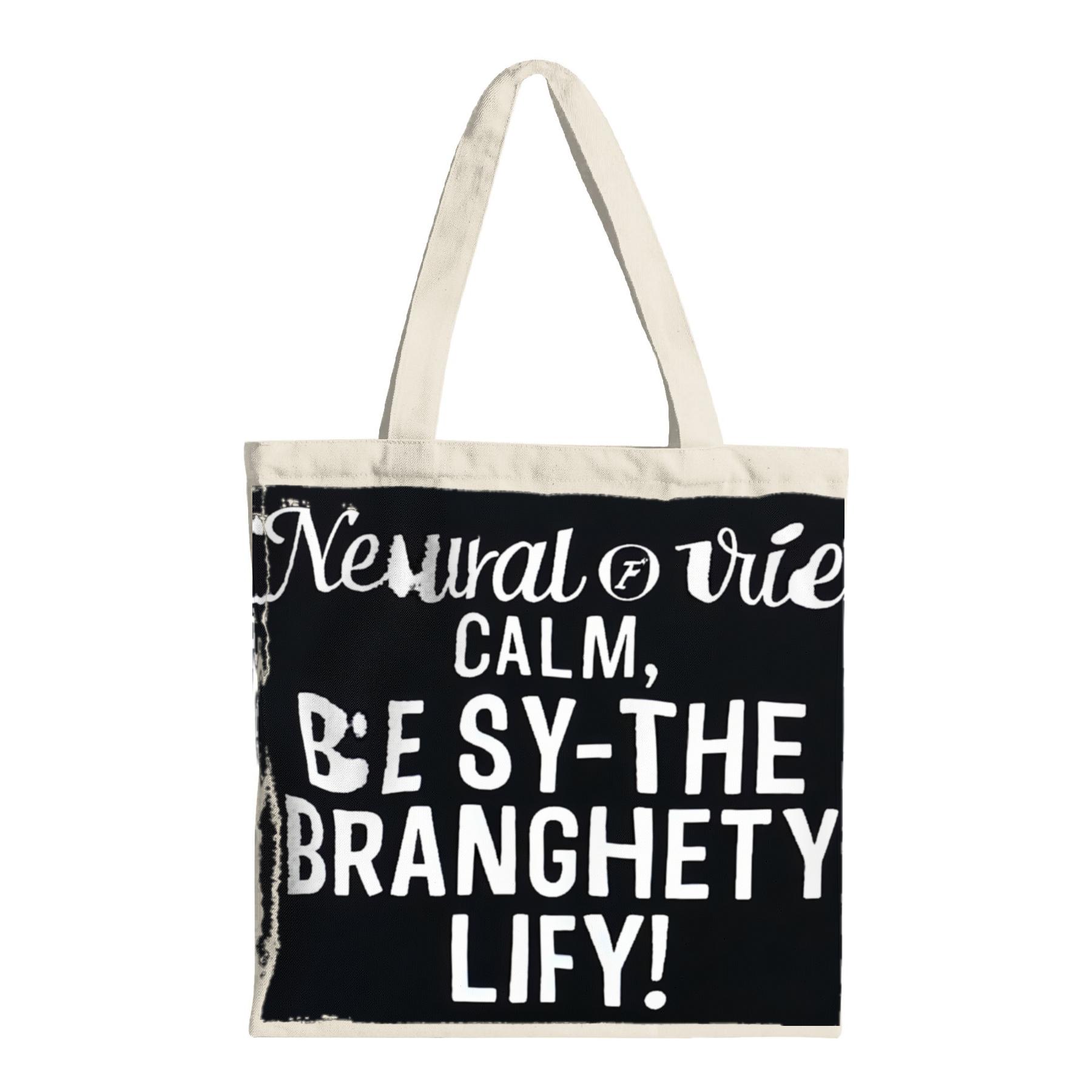 Stylish Canvas Tote Bag with Playful Handwritten Text " Neural Vibes ...