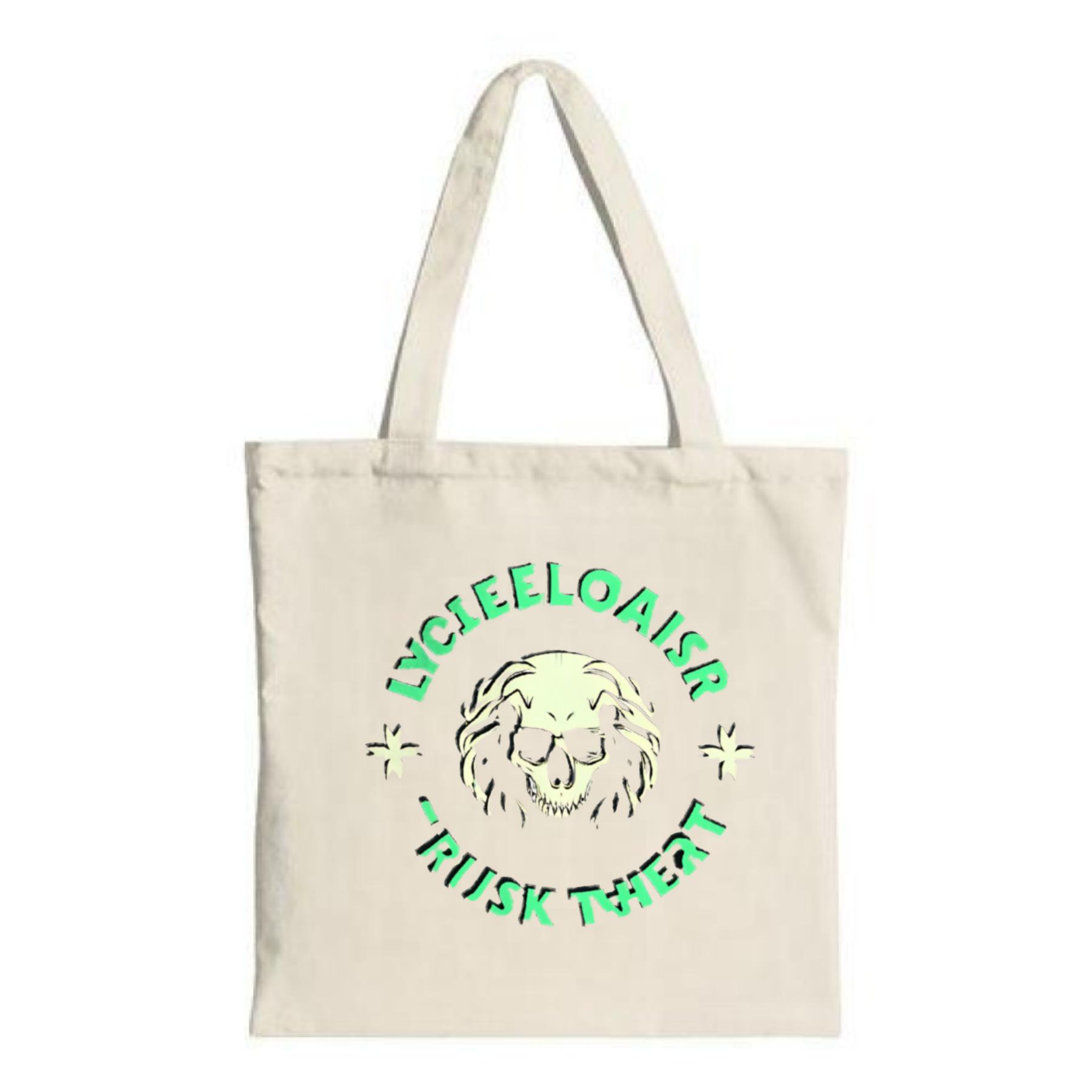 Stylish Canvas Tote Bag featuring a bold lion ' s head design with ...