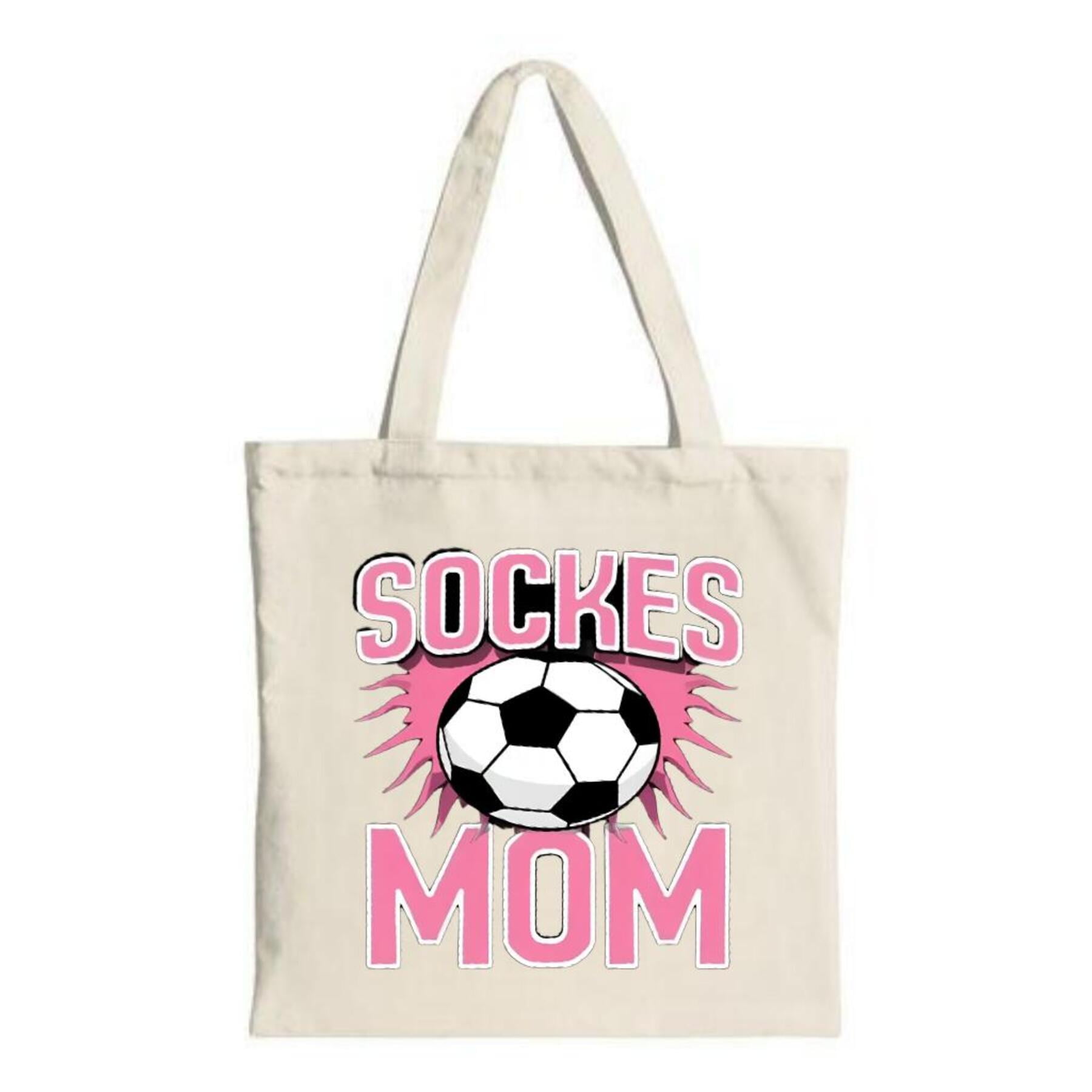 Stylish Canvas Tote Bag for Socks Moms - Soccer Ball Design with Bold ...