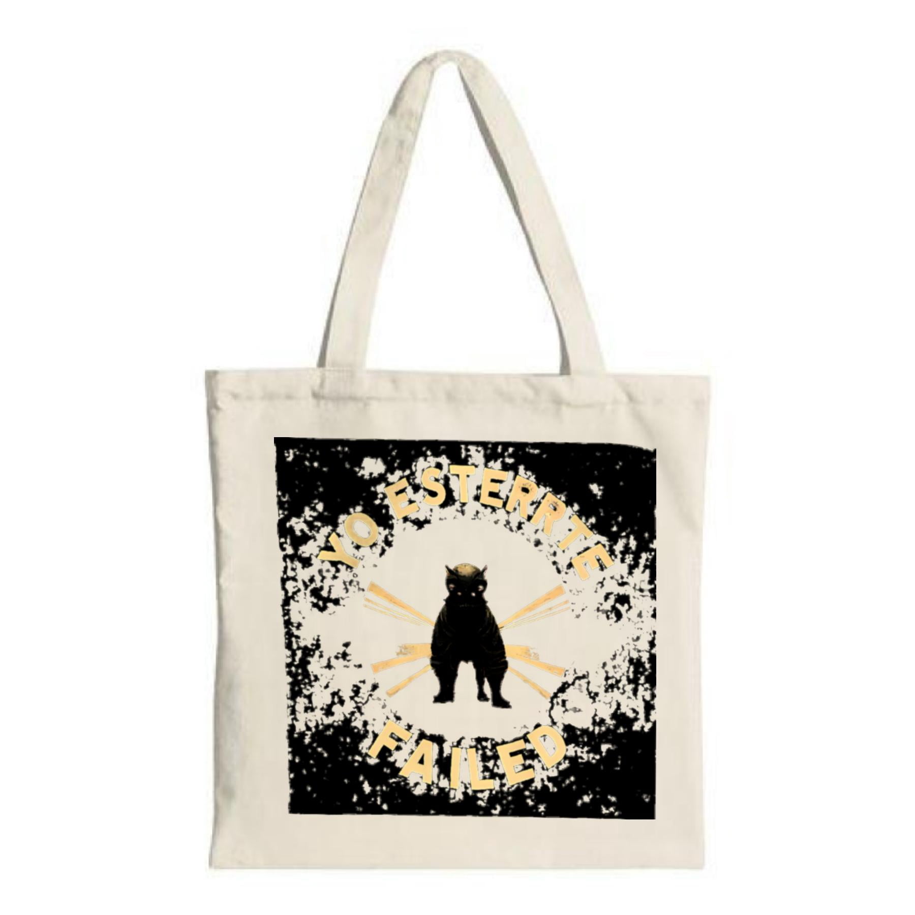Stylish Canvas Tote Bag with Black Bear Silhouette Orange Circular ...