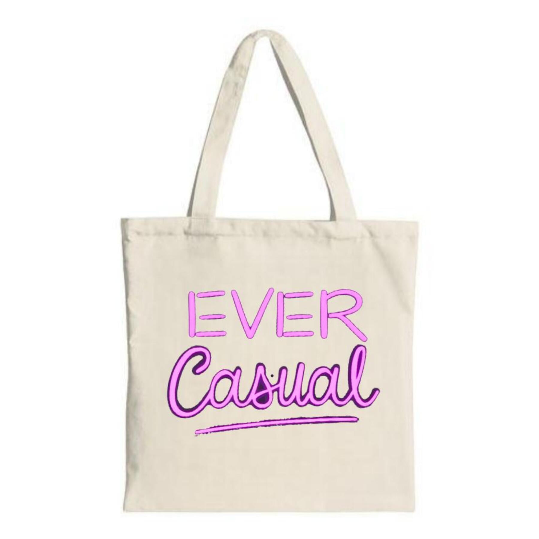 Stylish Canvas Tote Bag with Bold ' EVER Casual ' Design in Pink ...