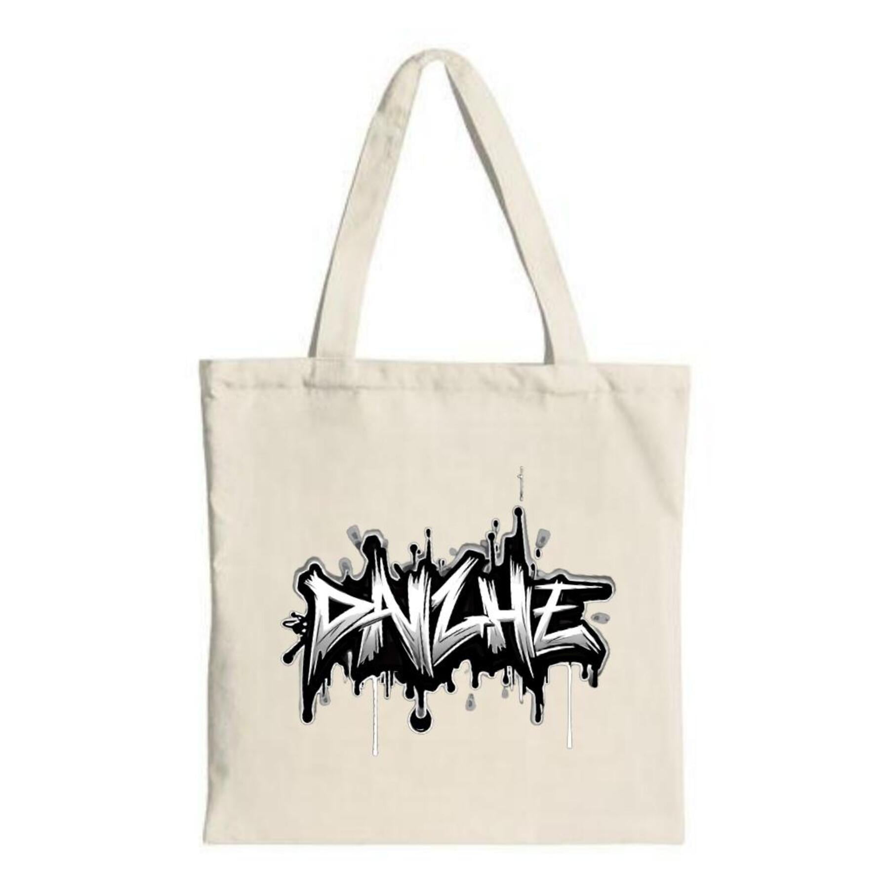 Stylish Canvas Tote Bag with Bold Graffiti - Style Text Dripping ...