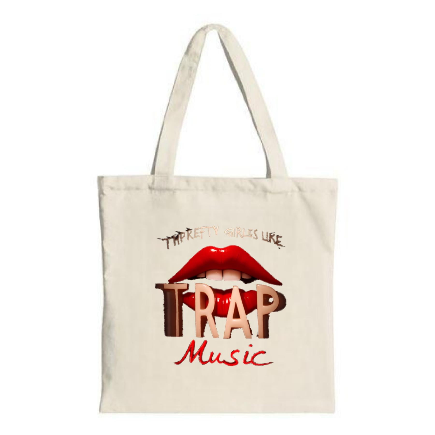 Stylish Canvas Tote Bag with Bold ' I'm PRETTY LIKE TRAP MUSIC ' Text ...
