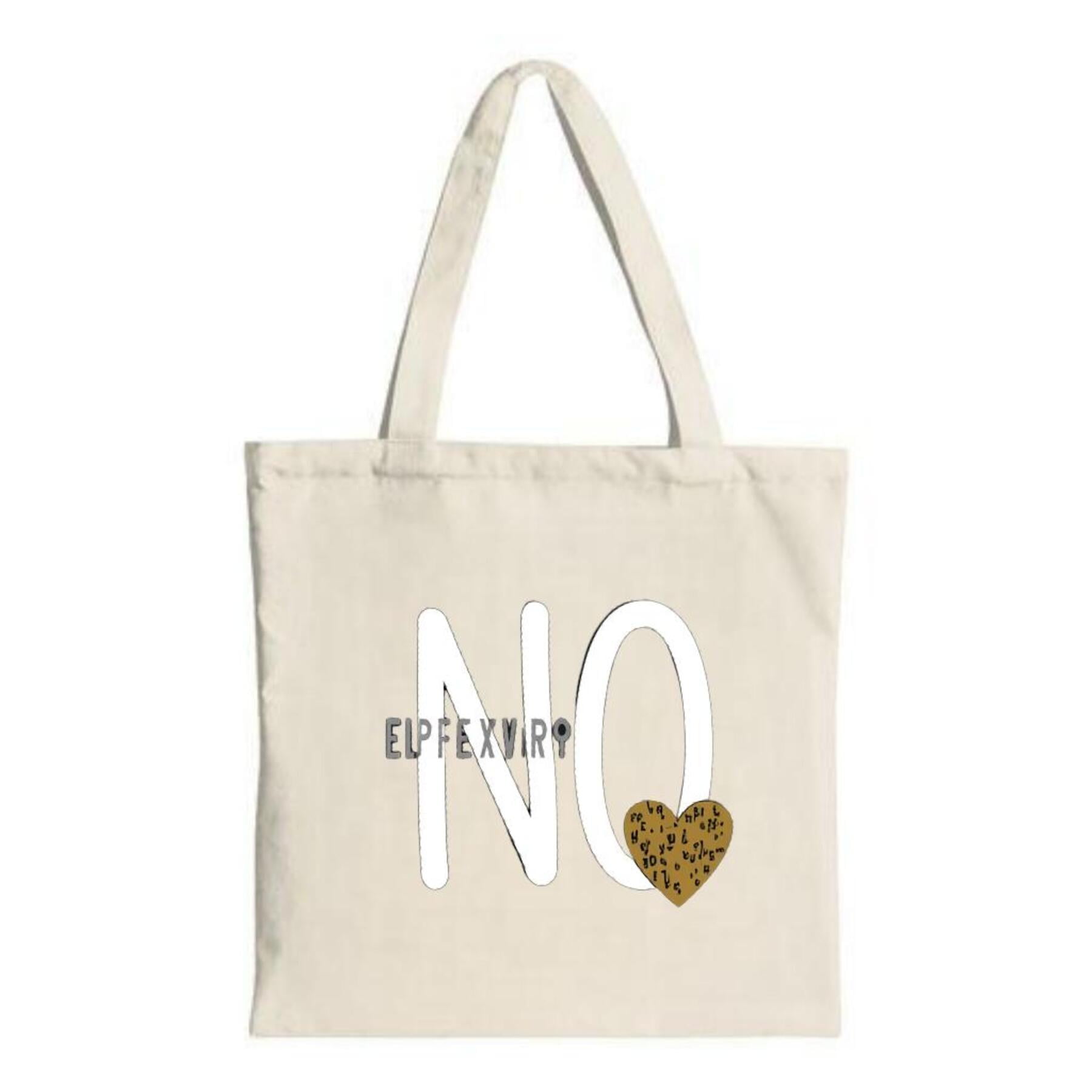Stylish Canvas Tote Bag with Bold ' NO ' Text Print Heart Design ...