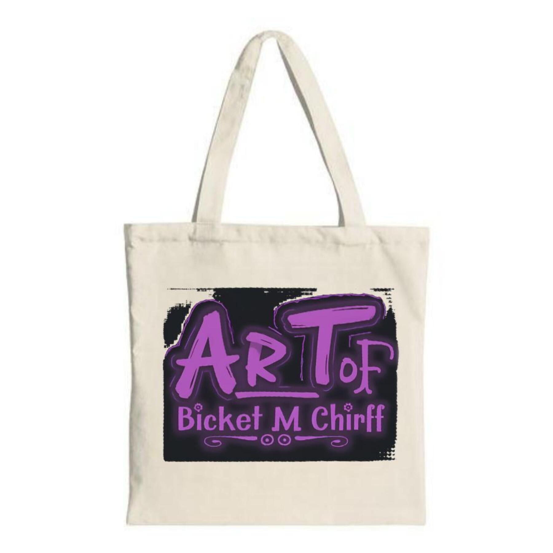 Stylish Canvas Tote Bag with Bold Purple ' ART of Biclet M Chiff ' Text ...