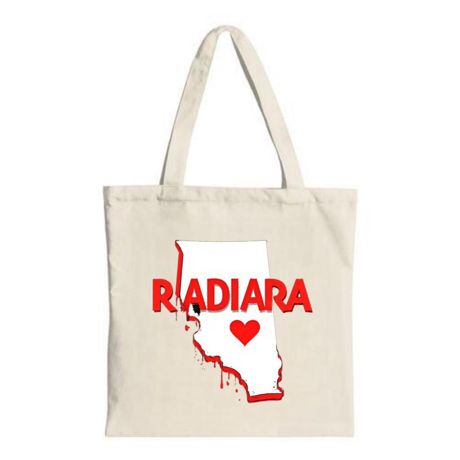 Stylish Canvas Tote Bag with California Outline Bold ' RADIARA ' Text ...