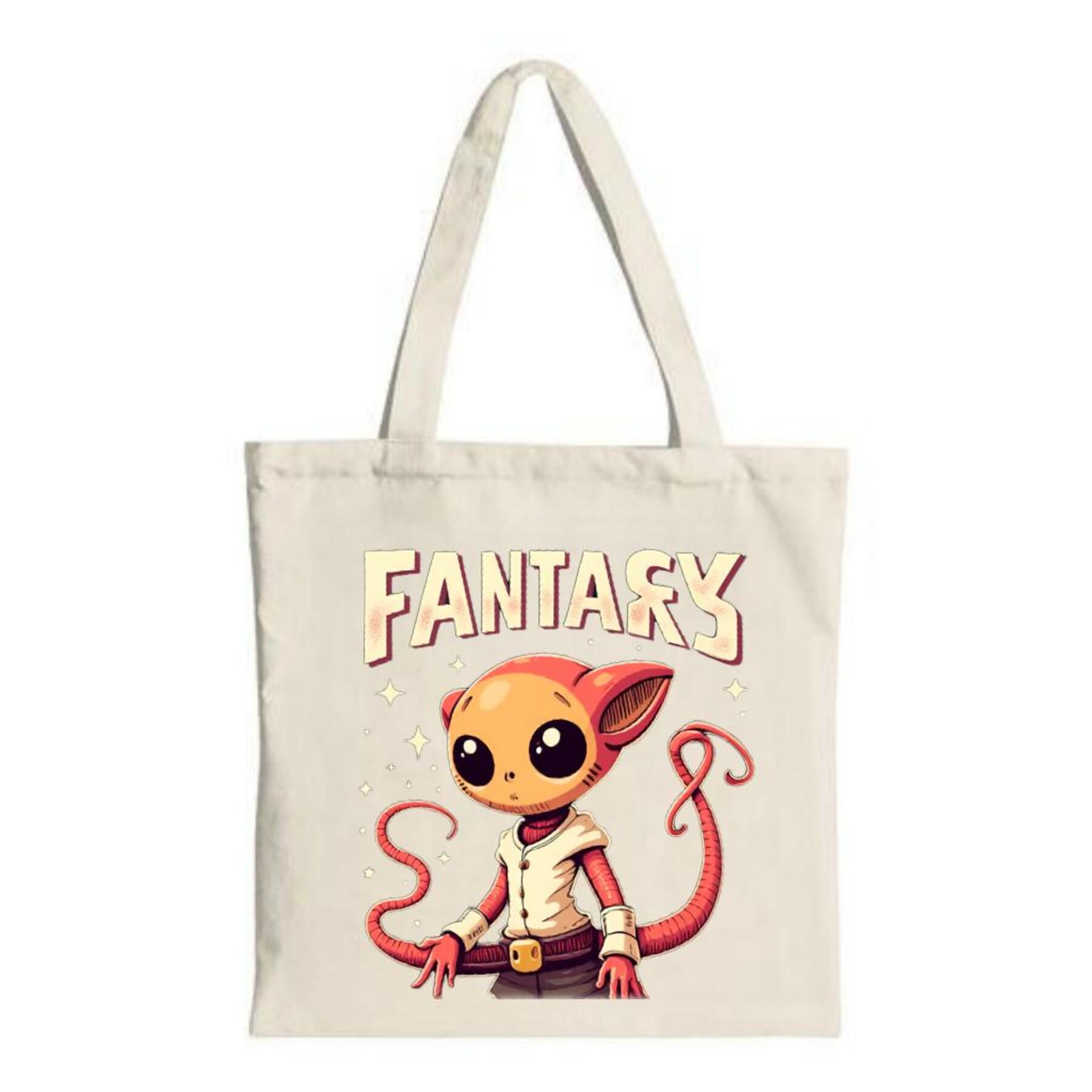 Stylish Canvas Tote Bag with Cartoon Character - Red Character with ...