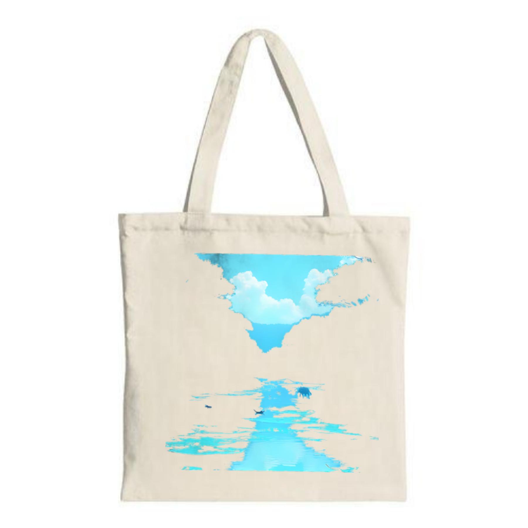 Stylish Canvas Tote Bag with Cream Background Featuring Serene Blue Sky ...