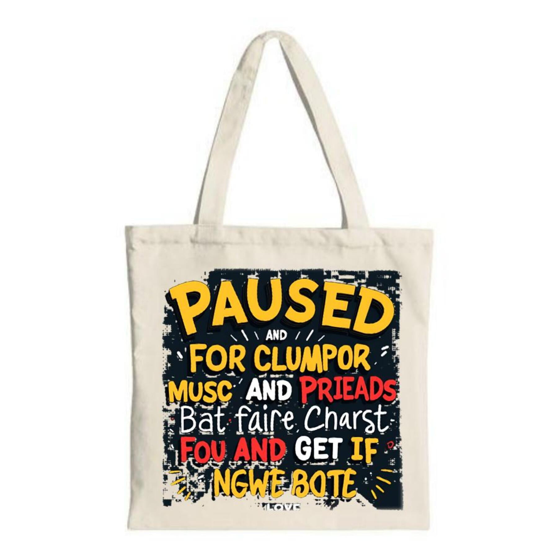 Stylish Canvas Tote Bag with Distressed Dark Background & Bold Colorful ...