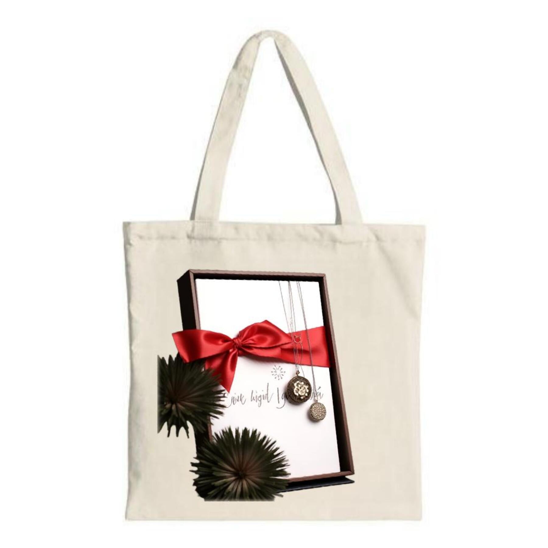 Stylish Canvas Tote Bag with Gift Box Design Red Ribbon " Our Hope ...