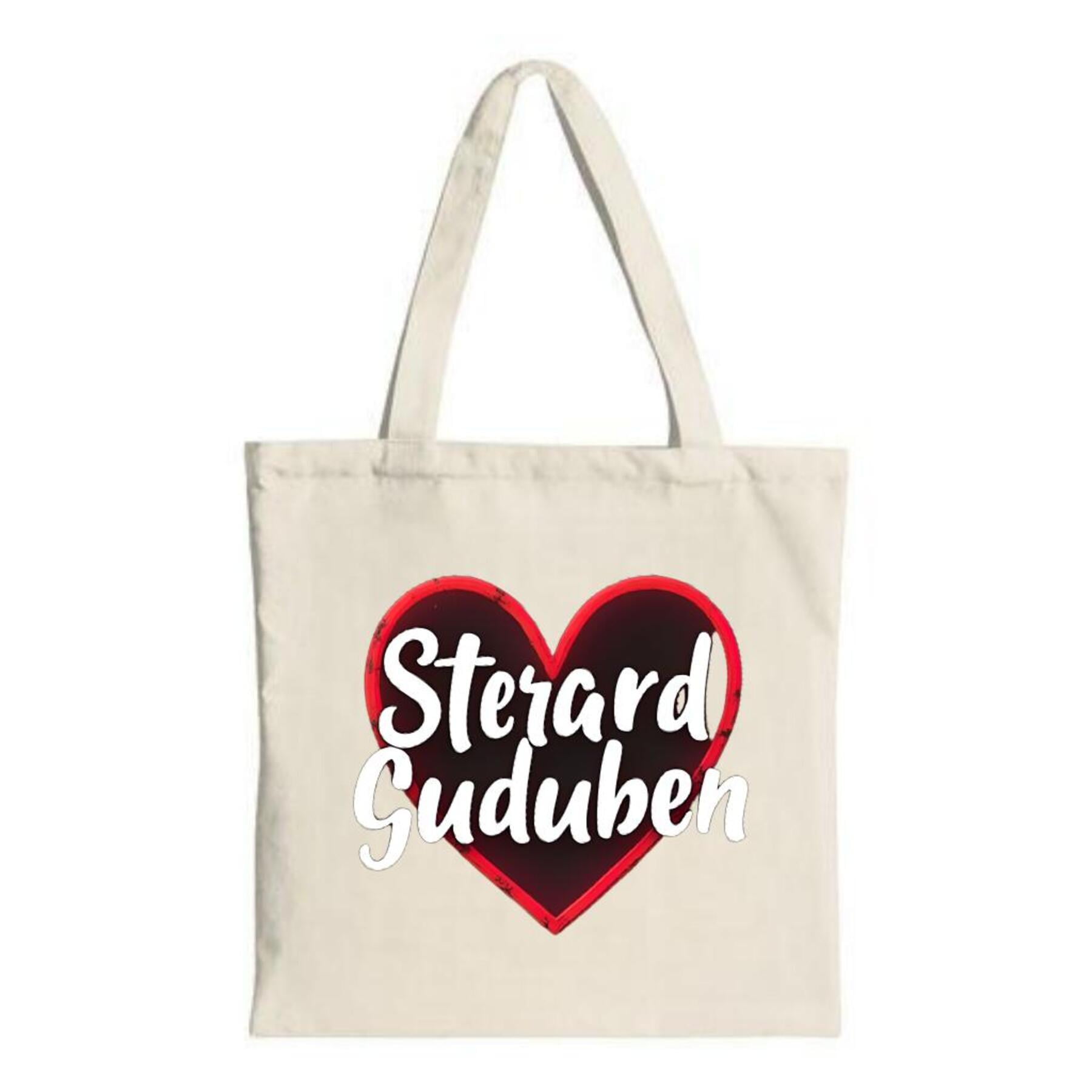 Stylish Canvas Tote Bag with Large Red Heart Design and ' Sterad ...