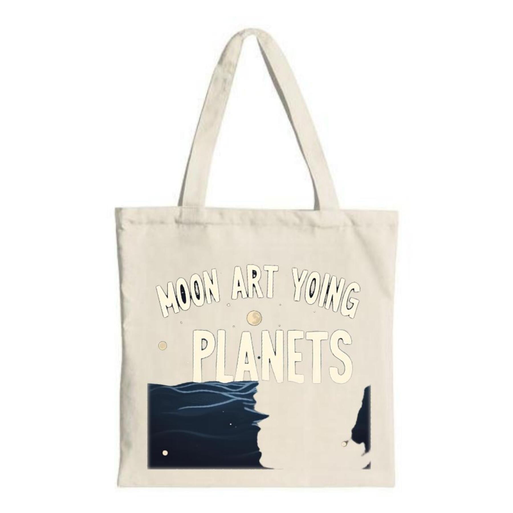 Stylish Canvas Tote Bag with " MOON ART YING PLANETS " Design - Dark ...
