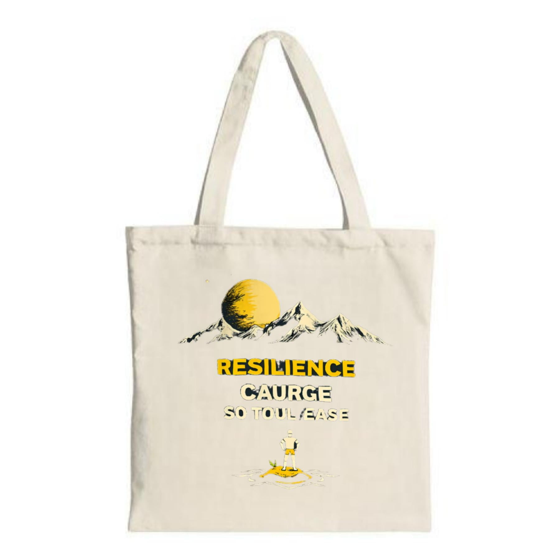 Stylish Canvas Tote Bag with Mountain Range Yellow Planet and ...