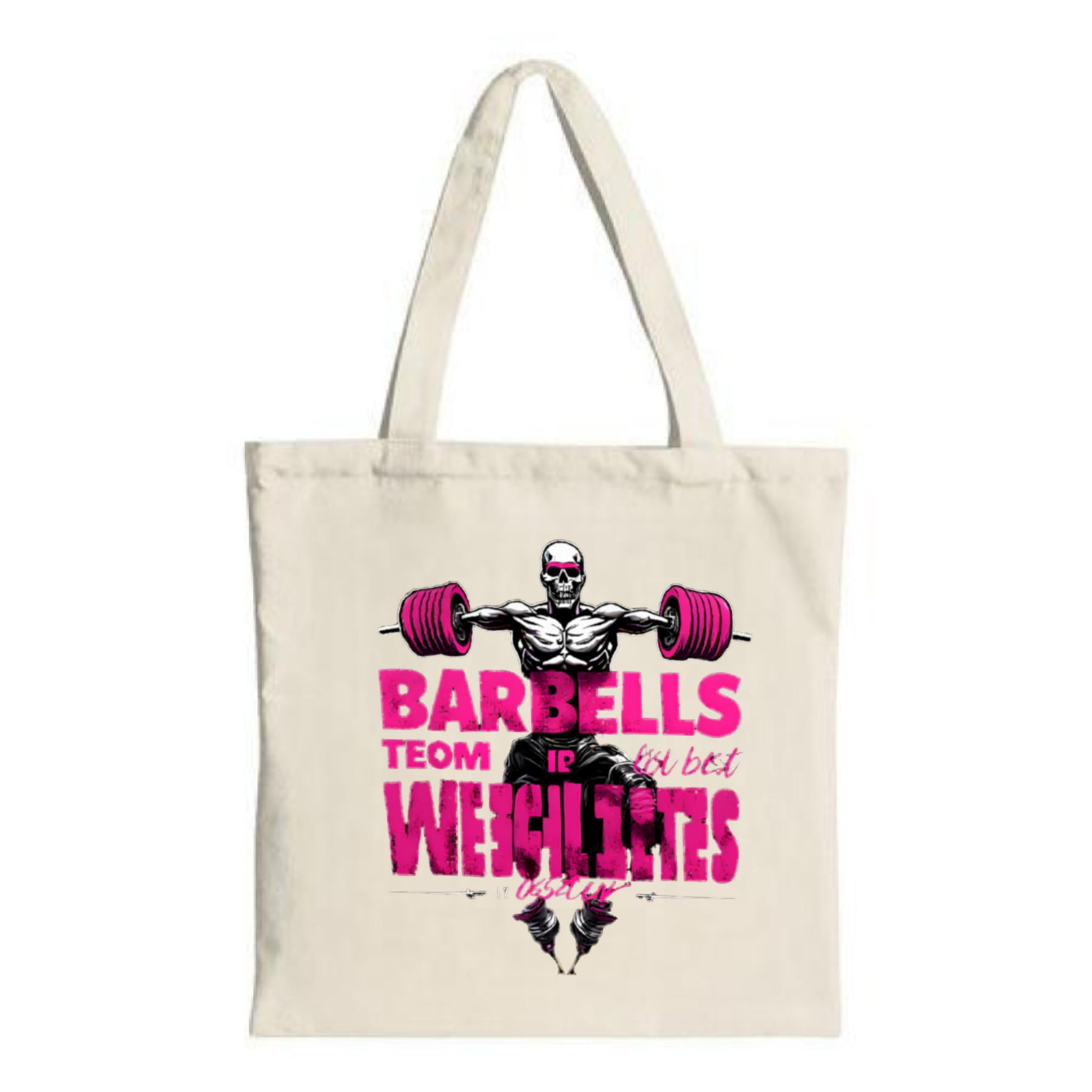 Stylish Canvas Tote Bag with Muscular Figure Lifting Barbell Bold ...