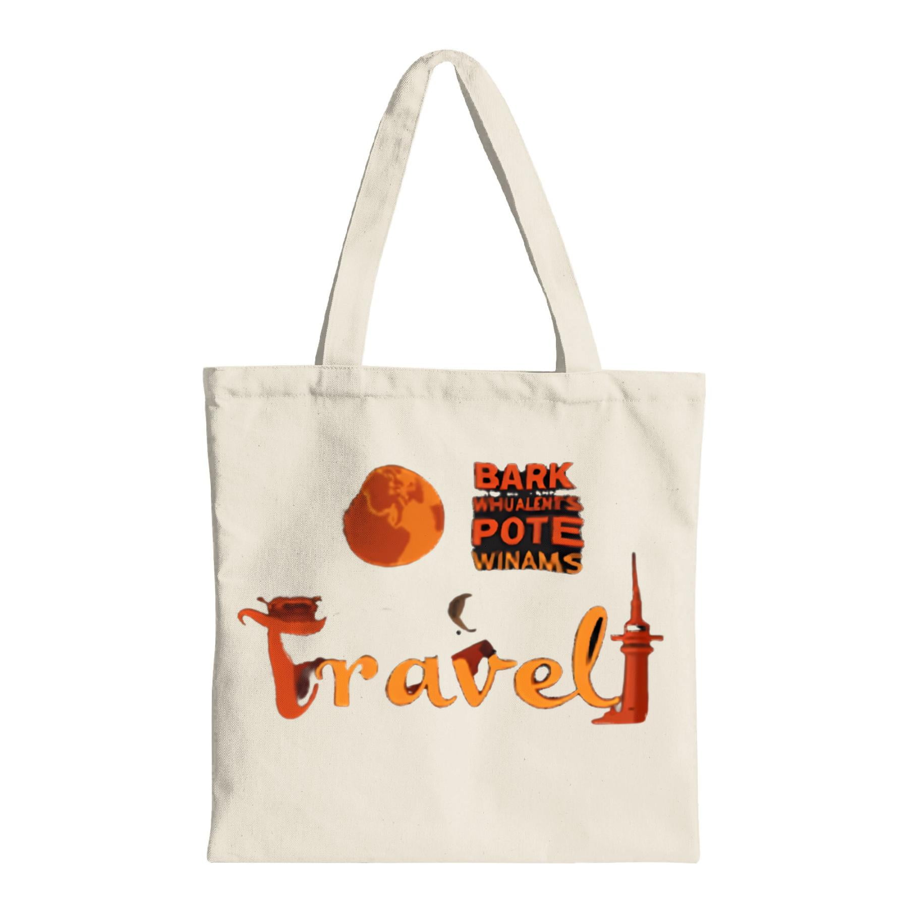 Stylish Canvas Tote Bag with Planet Earth Design Bold ' Travel ' Text ...