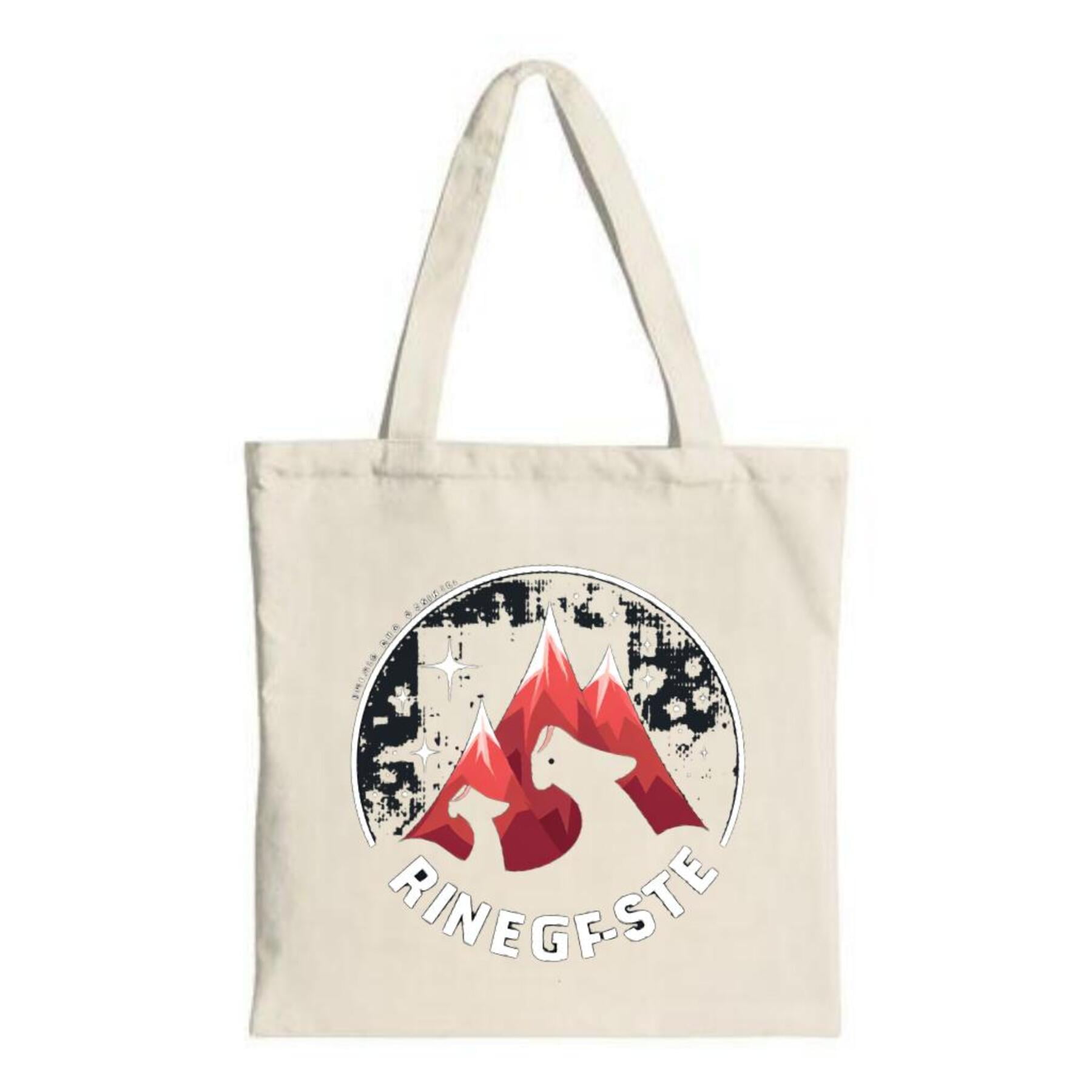 Stylish Canvas Tote Bag with Red Mountain White Bird and Black & White ...