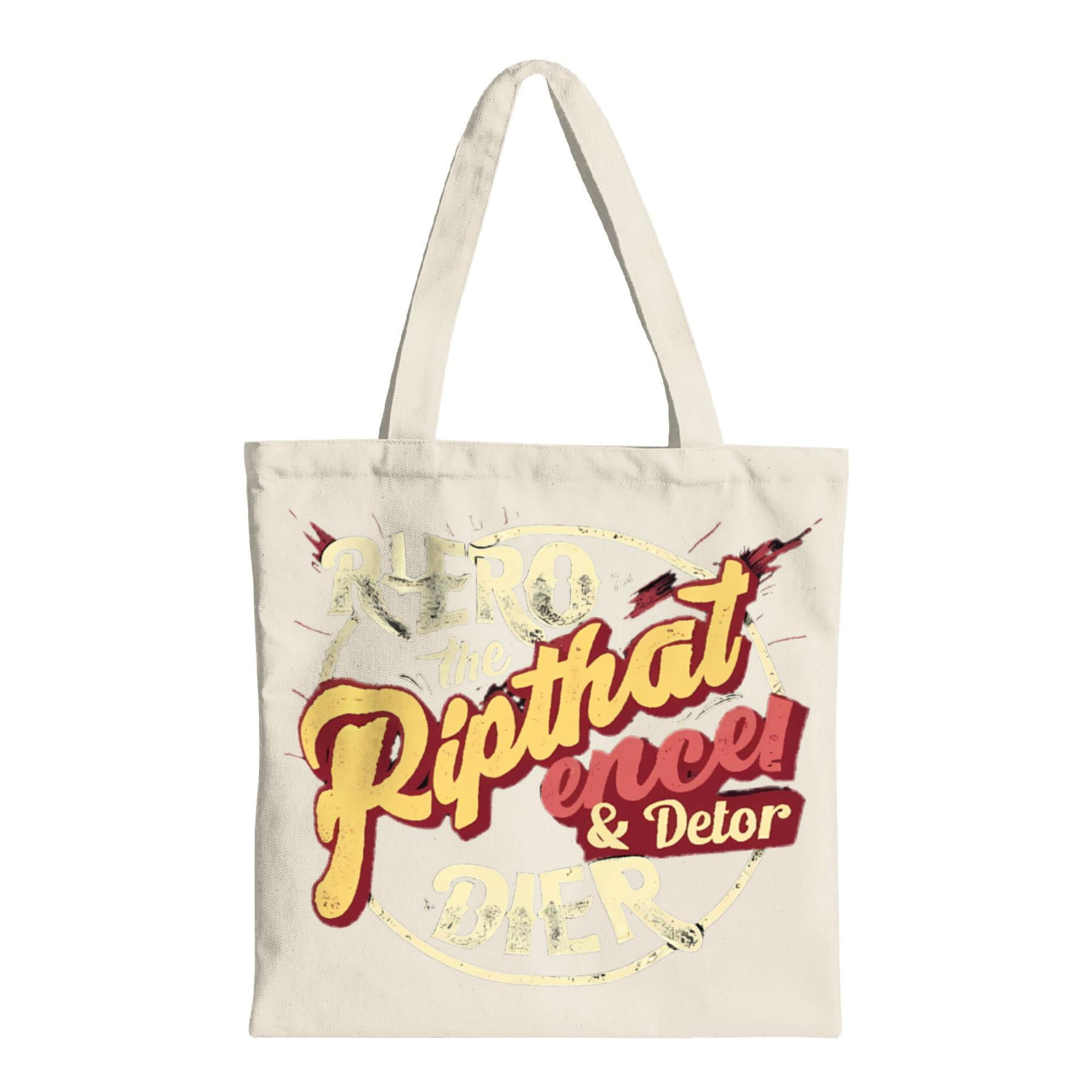 Stylish Canvas Tote Bag with " Ripthat Excel & Delor DER " in bold ...