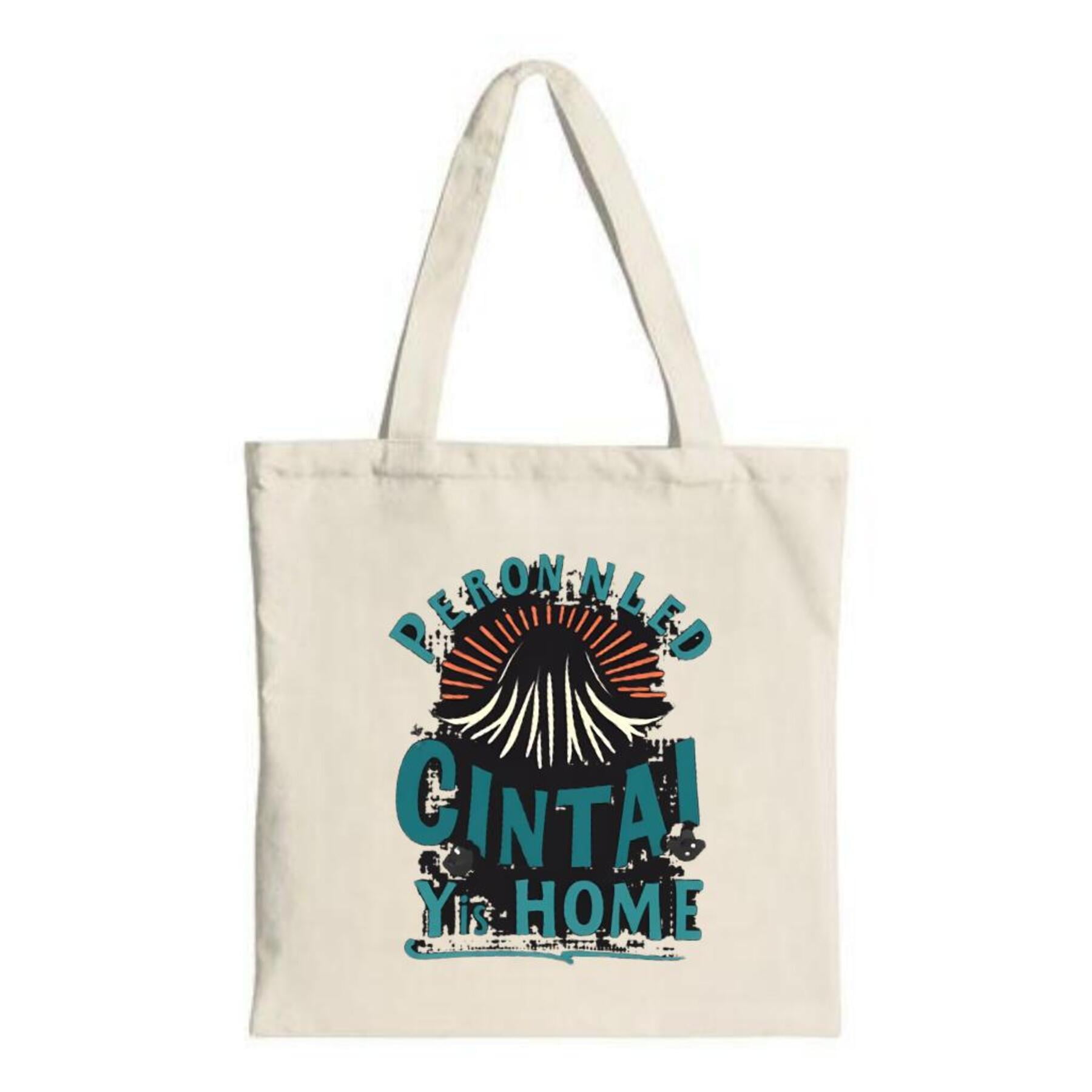 Stylish Canvas Tote Bag with Stylized Volcano Design Emitting of Light ...