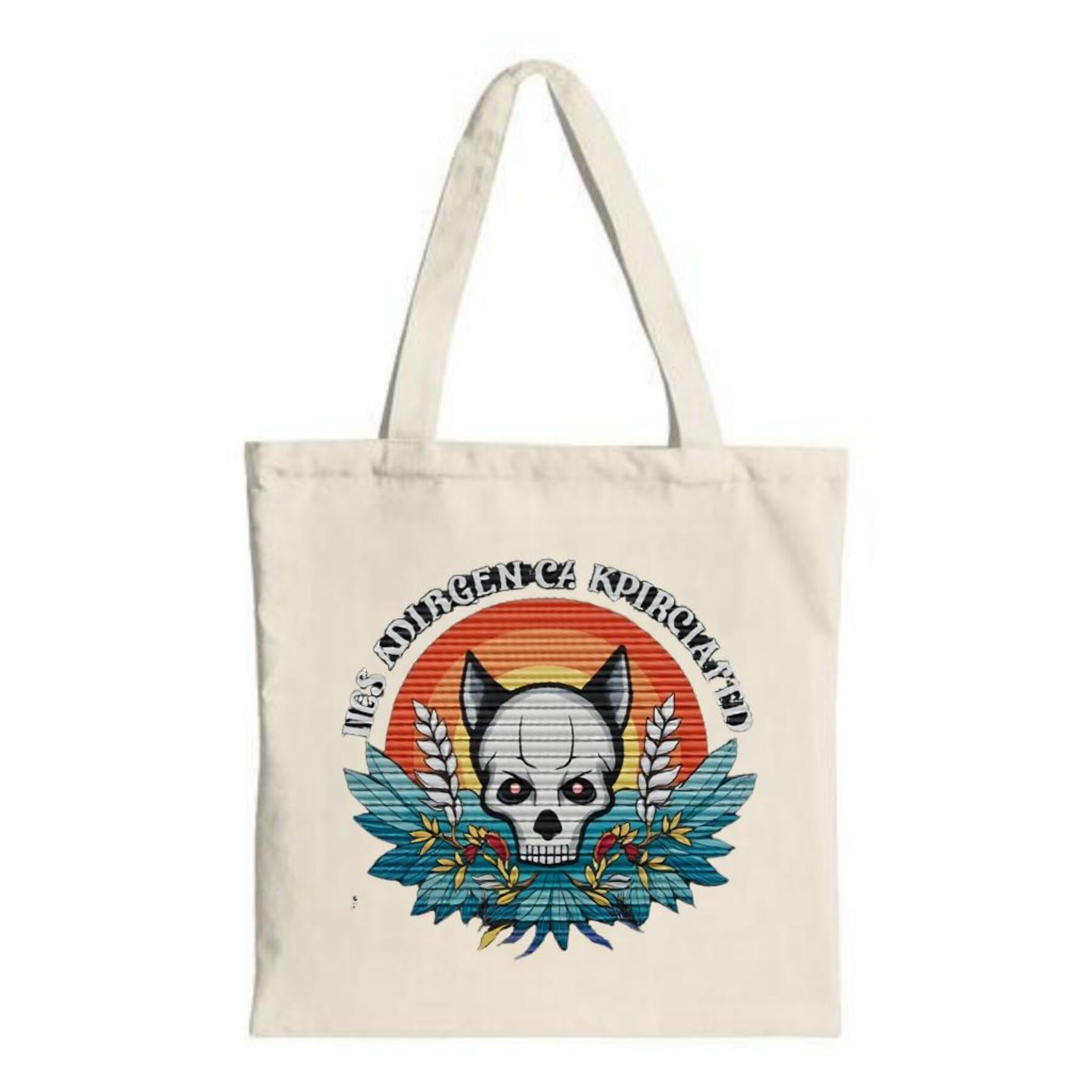 Stylish Canvas Tote Bag with Stylized Wheat and Leaves Design Against ...