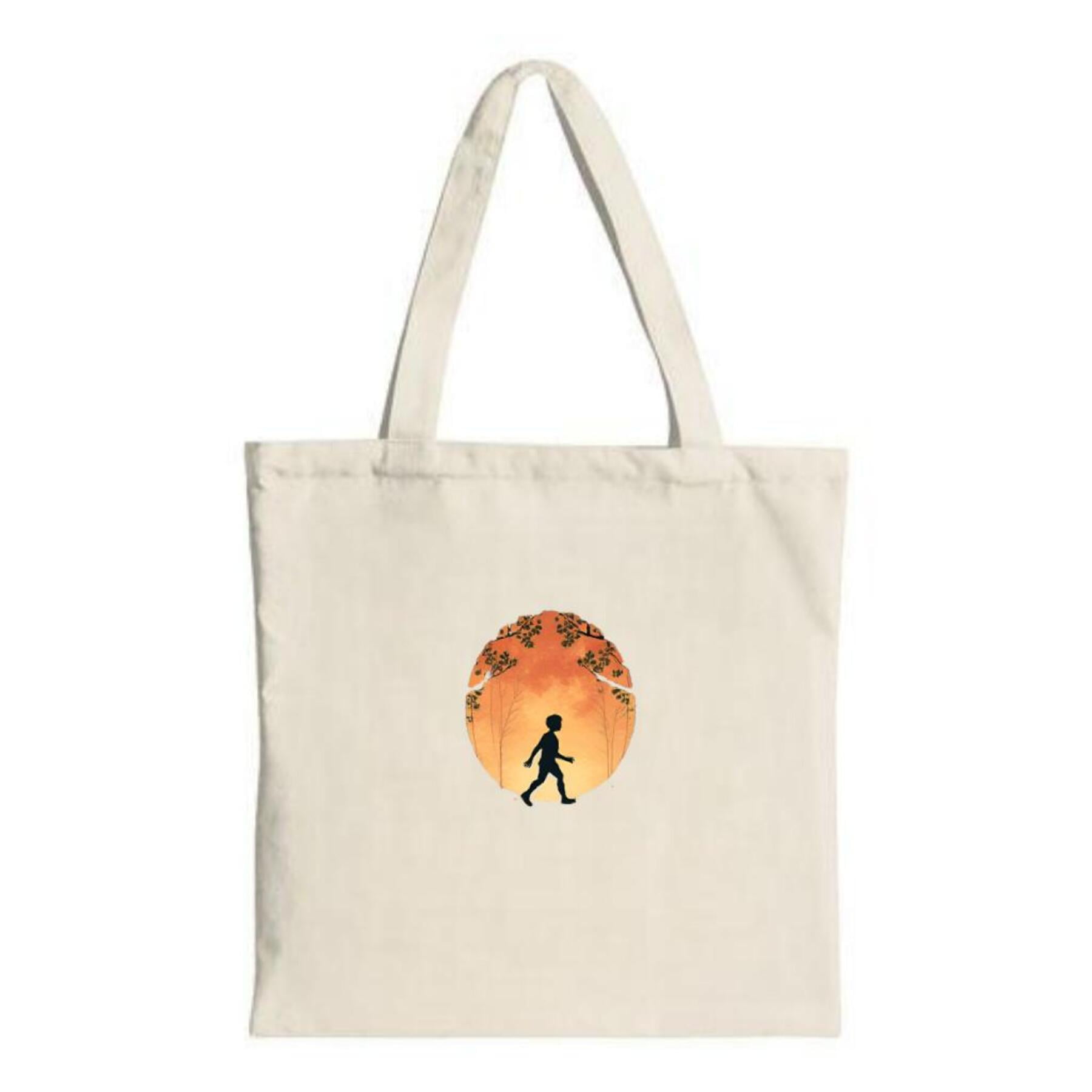 Stylish Canvas Tote Bag with of Orange Gradient Background & Floral ...