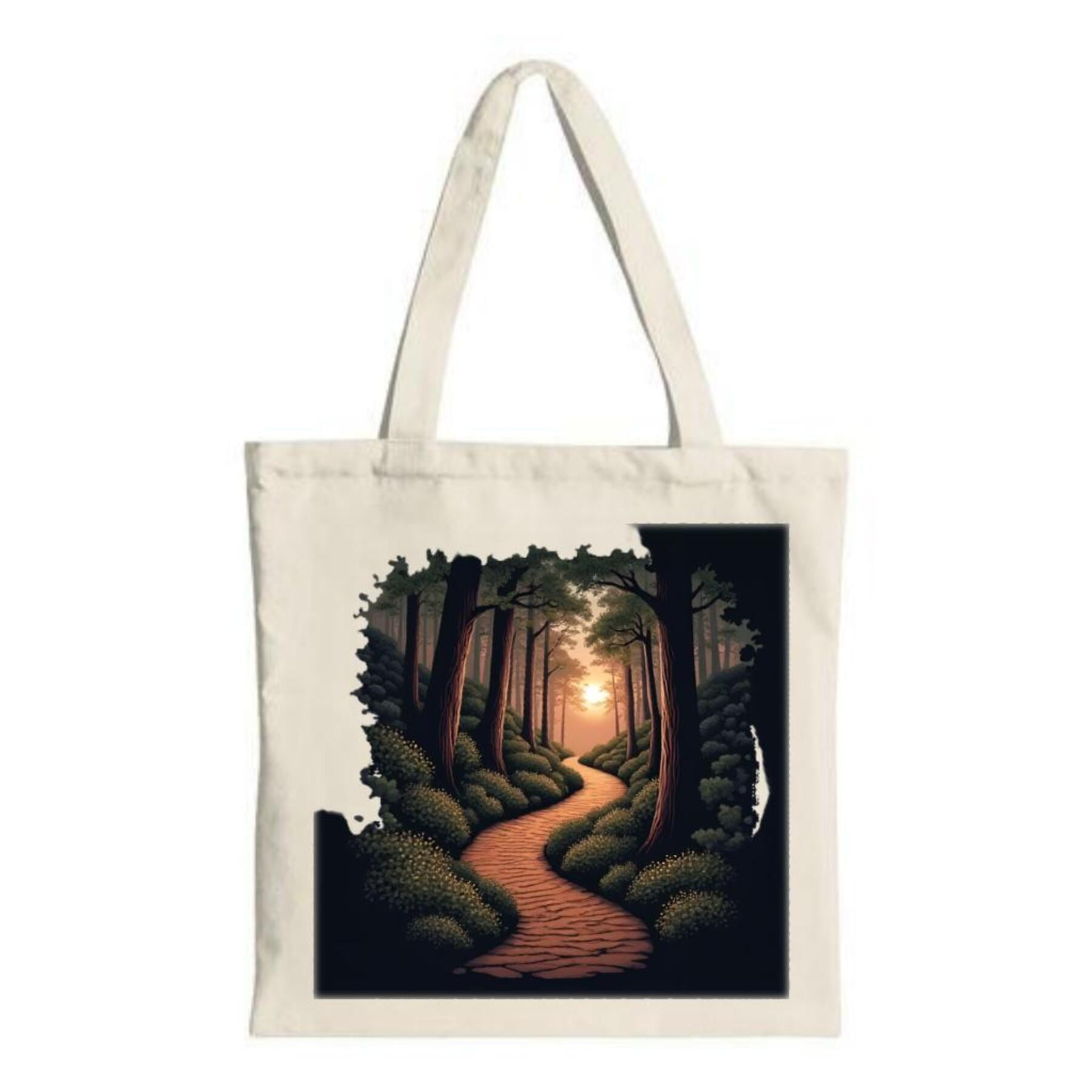 Stylish Canvas Tote Bags with Serene Forest Scene Design - Winding Tall ...