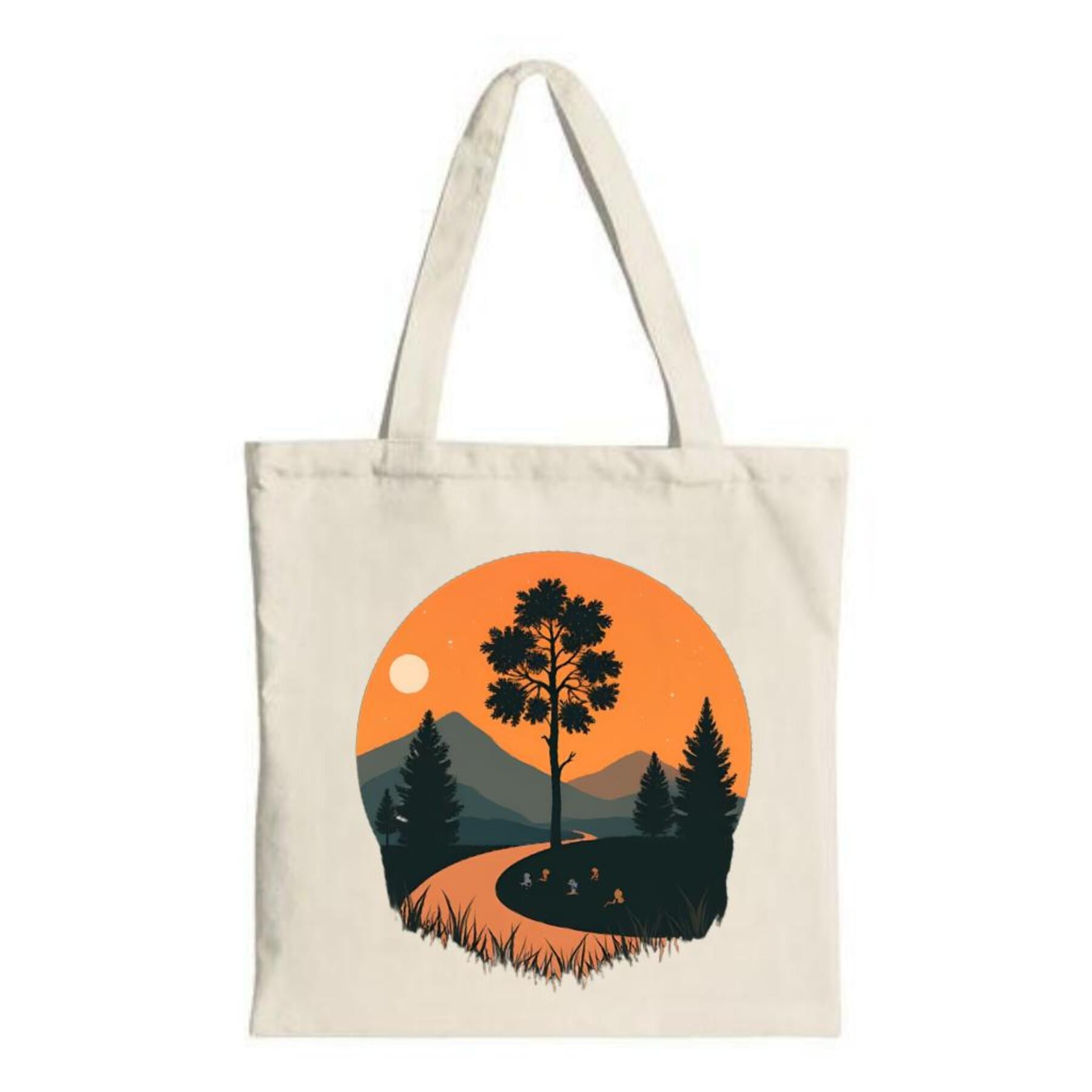Stylish Canvas Tote Bags with Serene Landscape Design - Large Tree ...