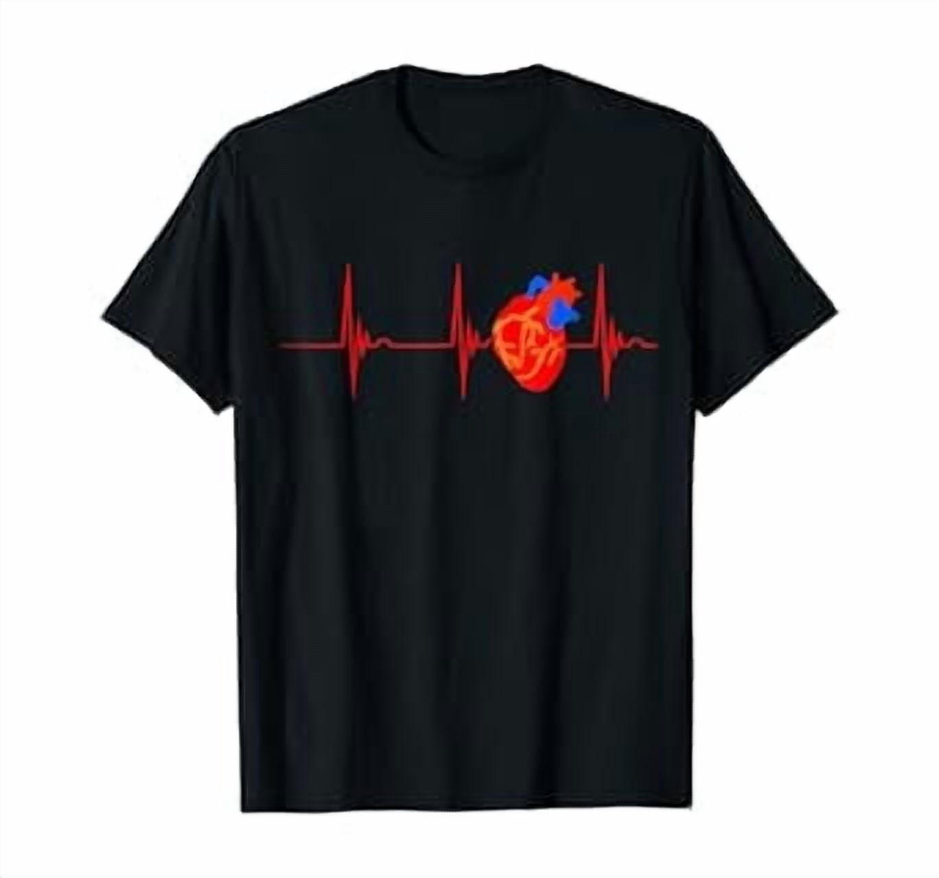 Stylish Cardiology Heartbeat Line EKG Pulse T-Shirt for Cardiac Nursing ...
