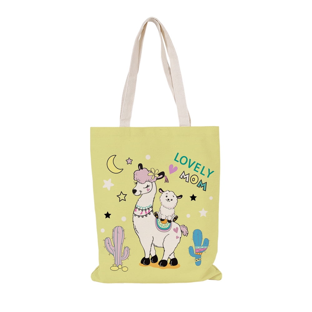 Stylish Cartoon Alpaca Extra Large Canvas Shoulder Tote Top Handle Bag ...