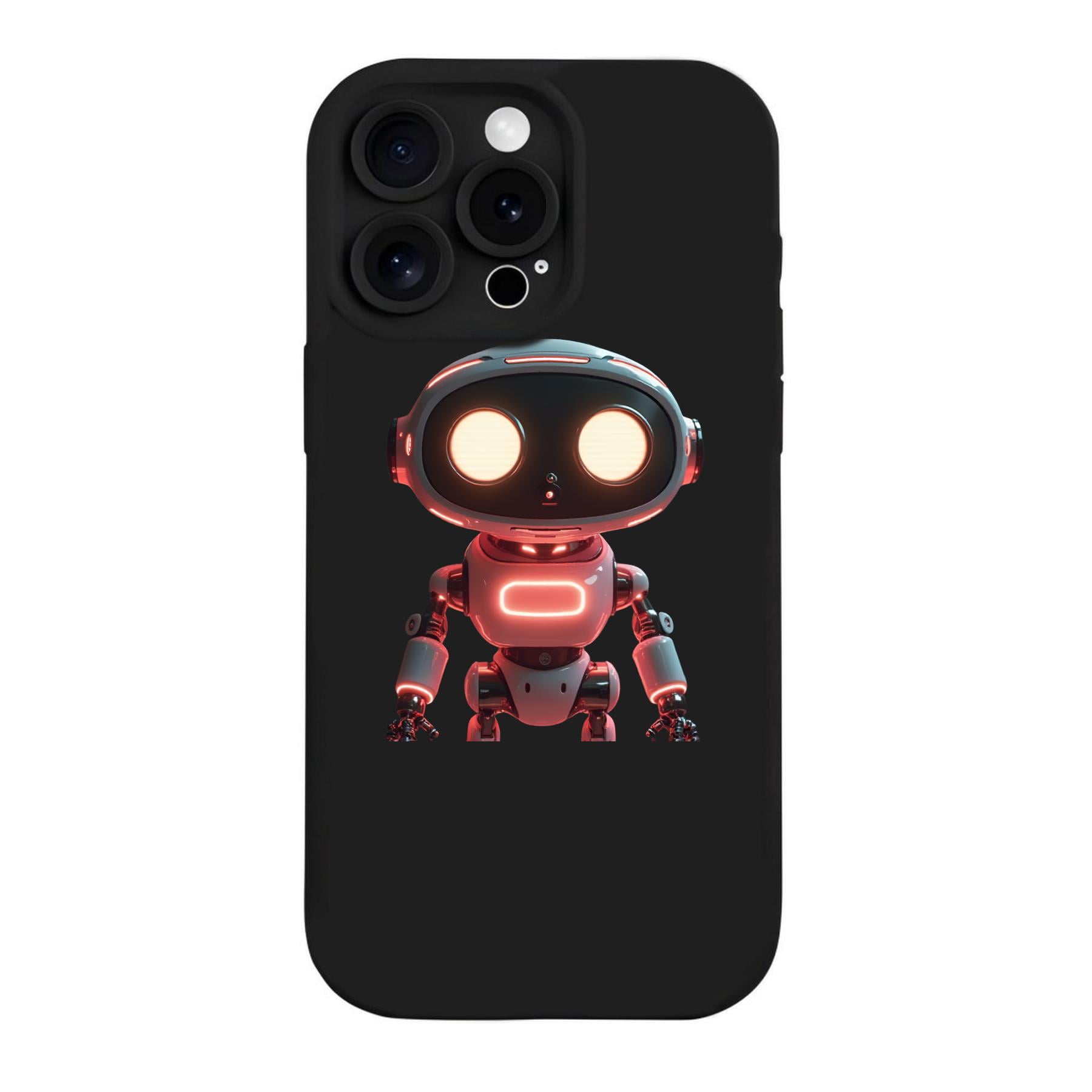 Stylish Cartoon Robot Design iPhone 15 Pro Case - Lightweight Yellowing ...