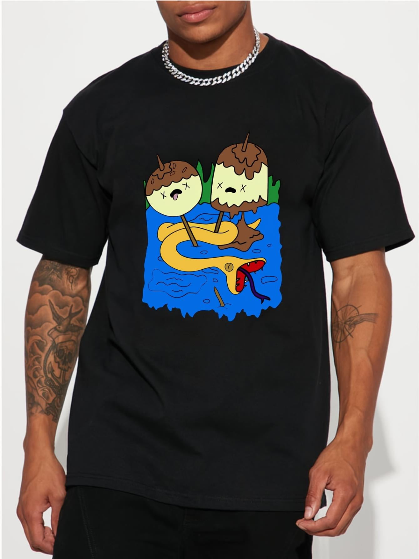 Stylish Cartoon Snake Print Crew Neck Short Sleeve T-Shirt - Soft ...