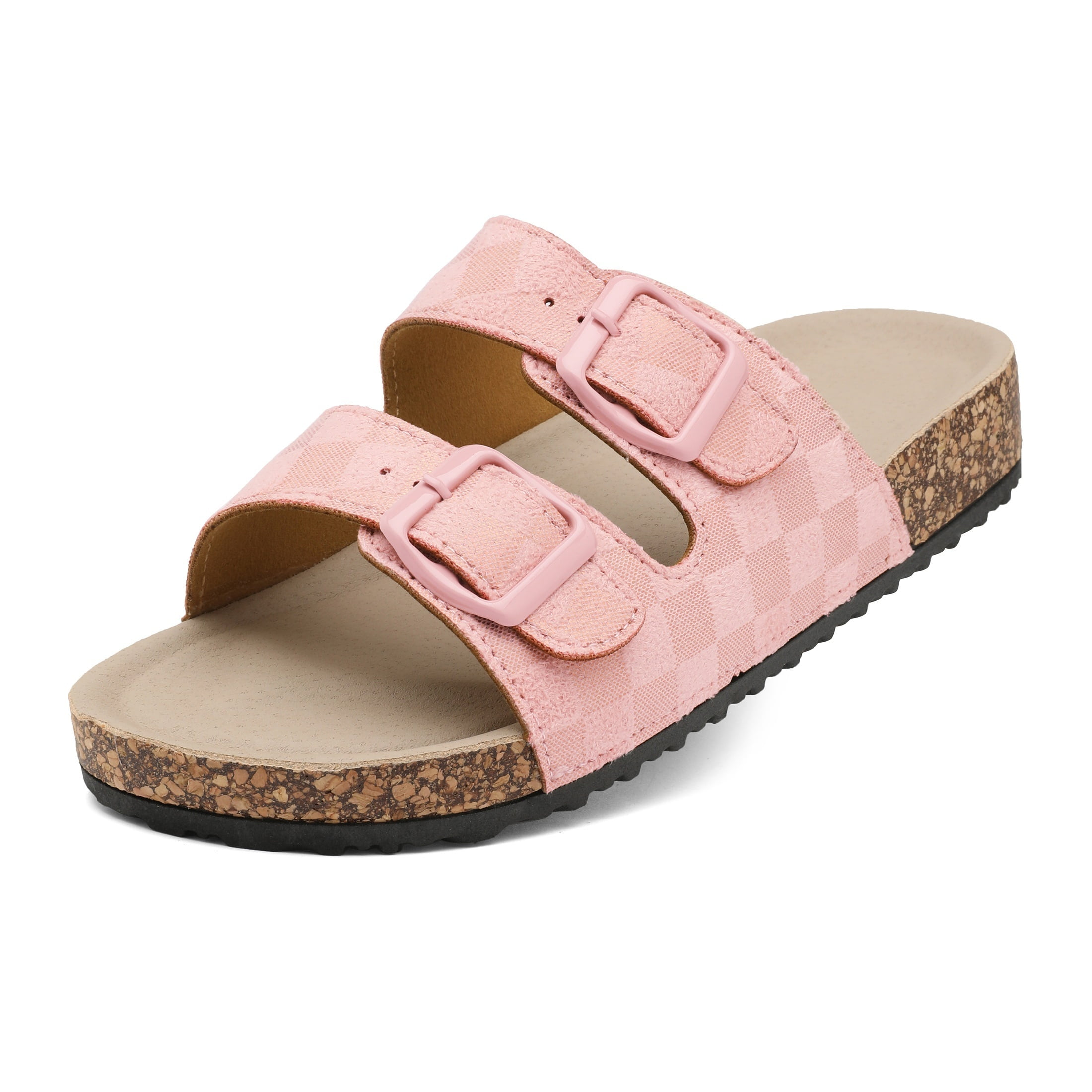 Stylish Checkered Flatform Slide Sandals - Comfortable Suede Nature ...