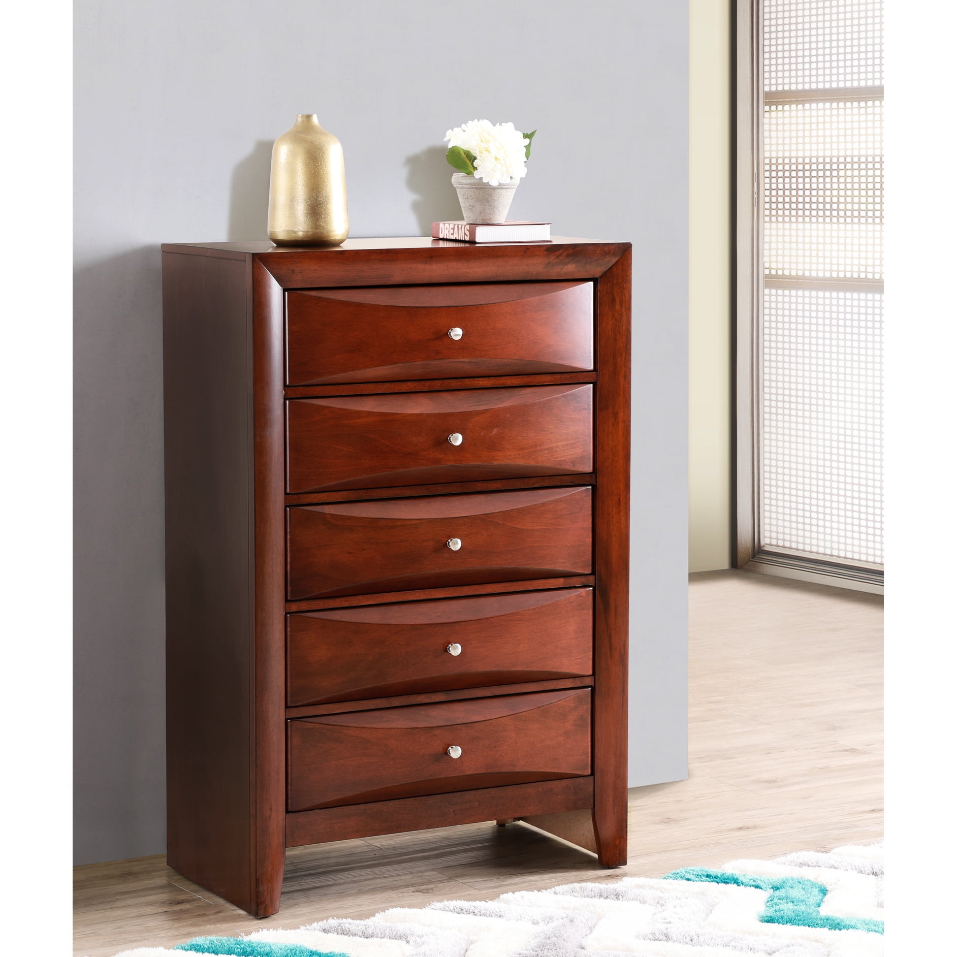 Stylish Cherry Bedroom Chest - Stable And Long-lasting With Dovetailed ...