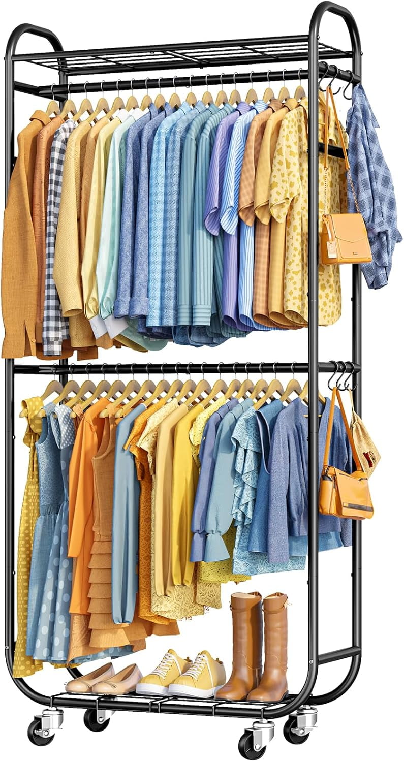 Stylish Clothes Rack - Rust-Proof Clothing Rack with Shelves, Hangers ...
