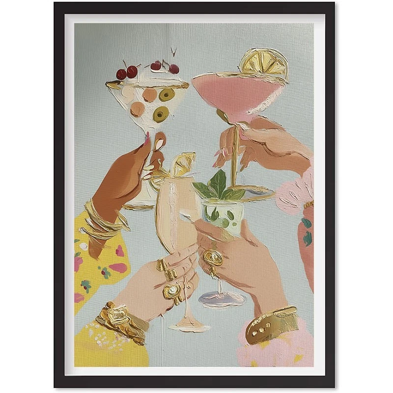Stylish Cocktail Bar Print: Preppy Girls Night Out Martini Artwork For ...