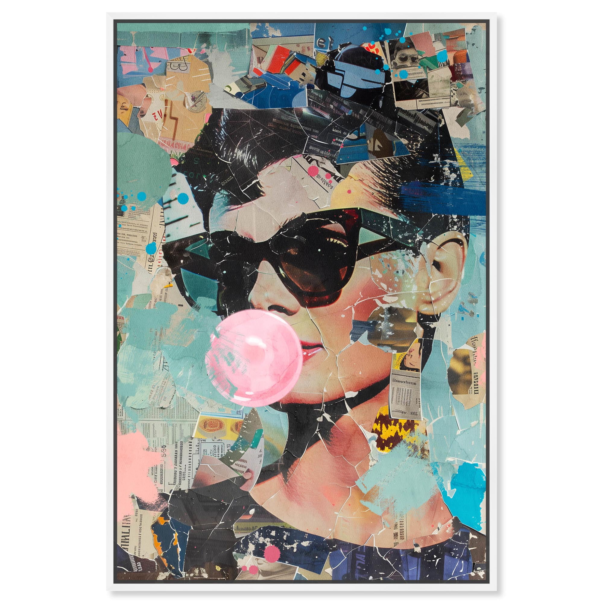Stylish Collage Icon Canvas Retro Glam Art Prints by Art Remedy, White ...
