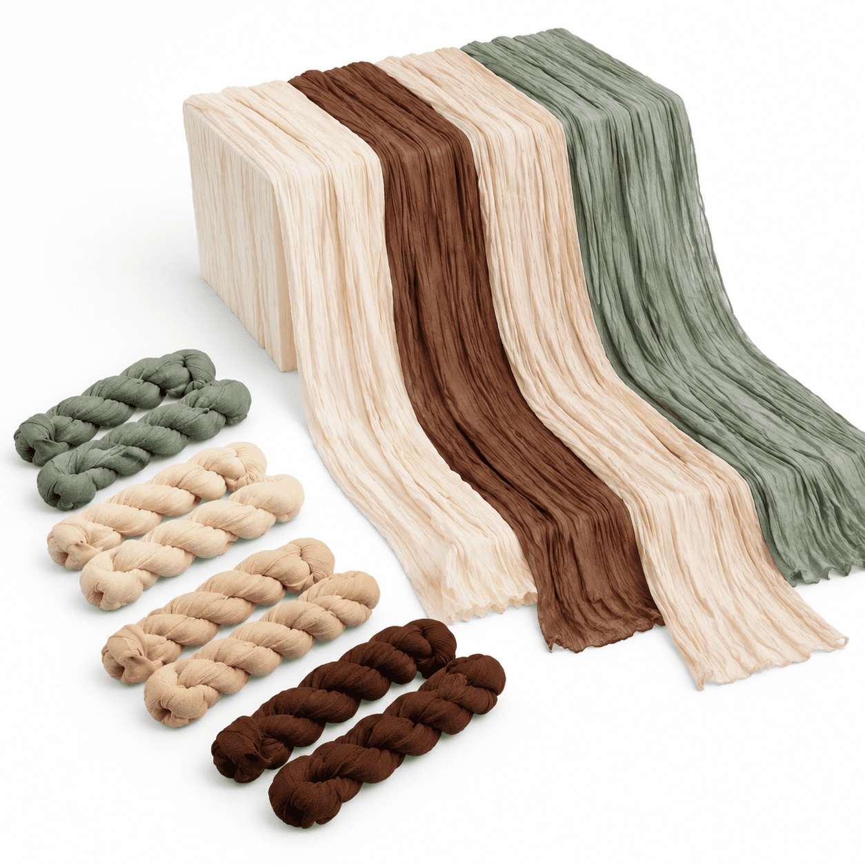 Stylish Color 8 Green And Brown Cheesecloth Table Runner 118 Inch ...