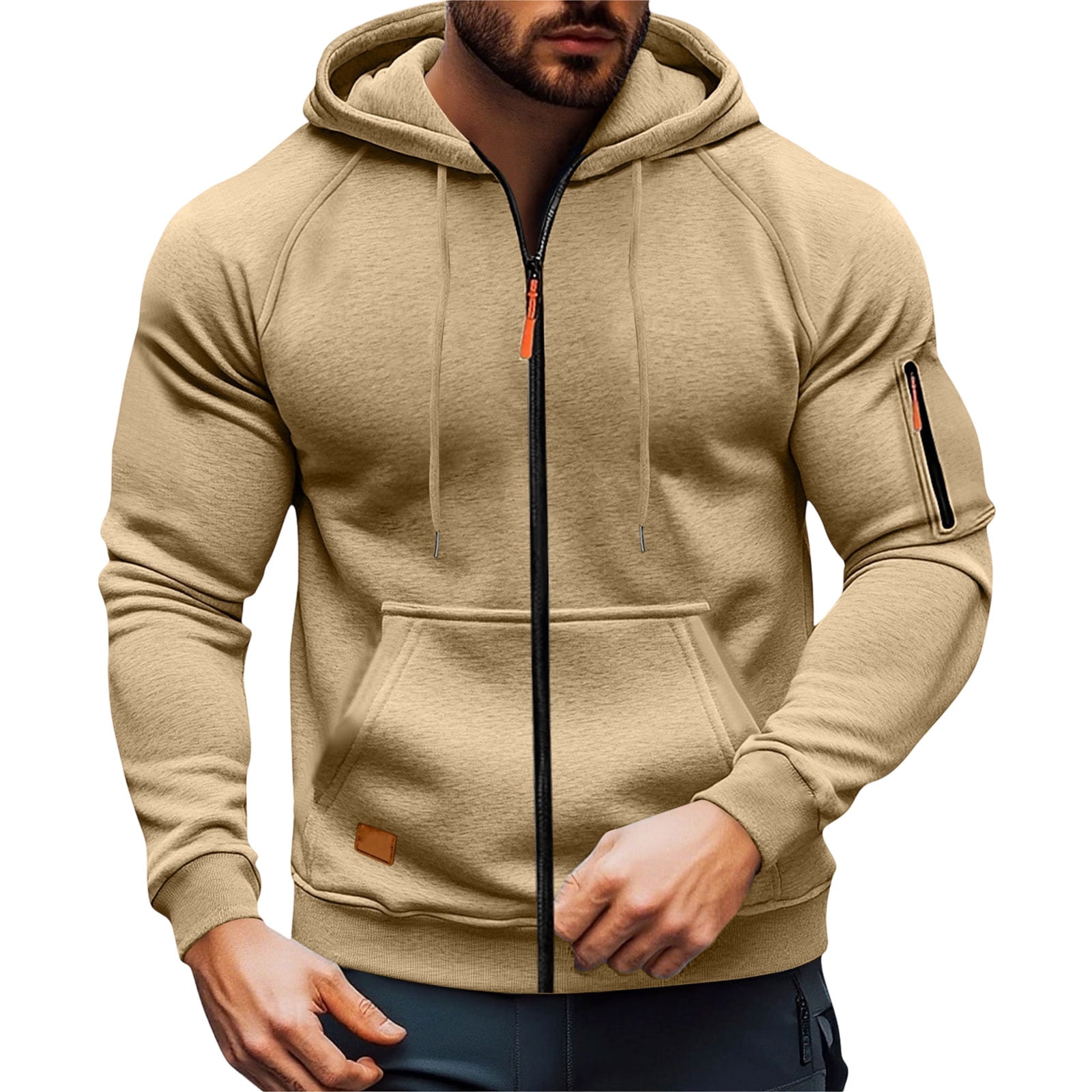 Stylish Color Men's Hooded Jackets With Multiple Pocket Long Sleeve Zip ...