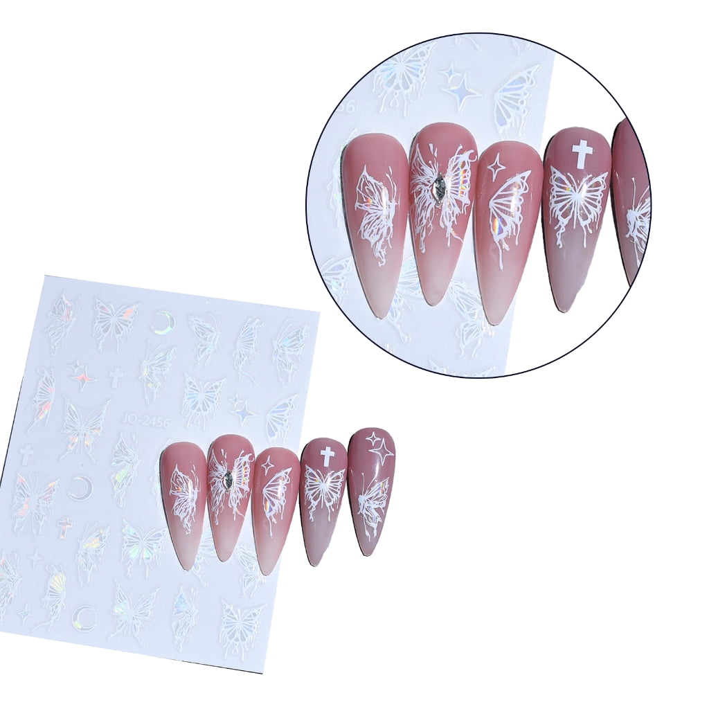 Stylish Colorful Butterfly Fake Nail Polish Sticker Decals for Nail Art ...
