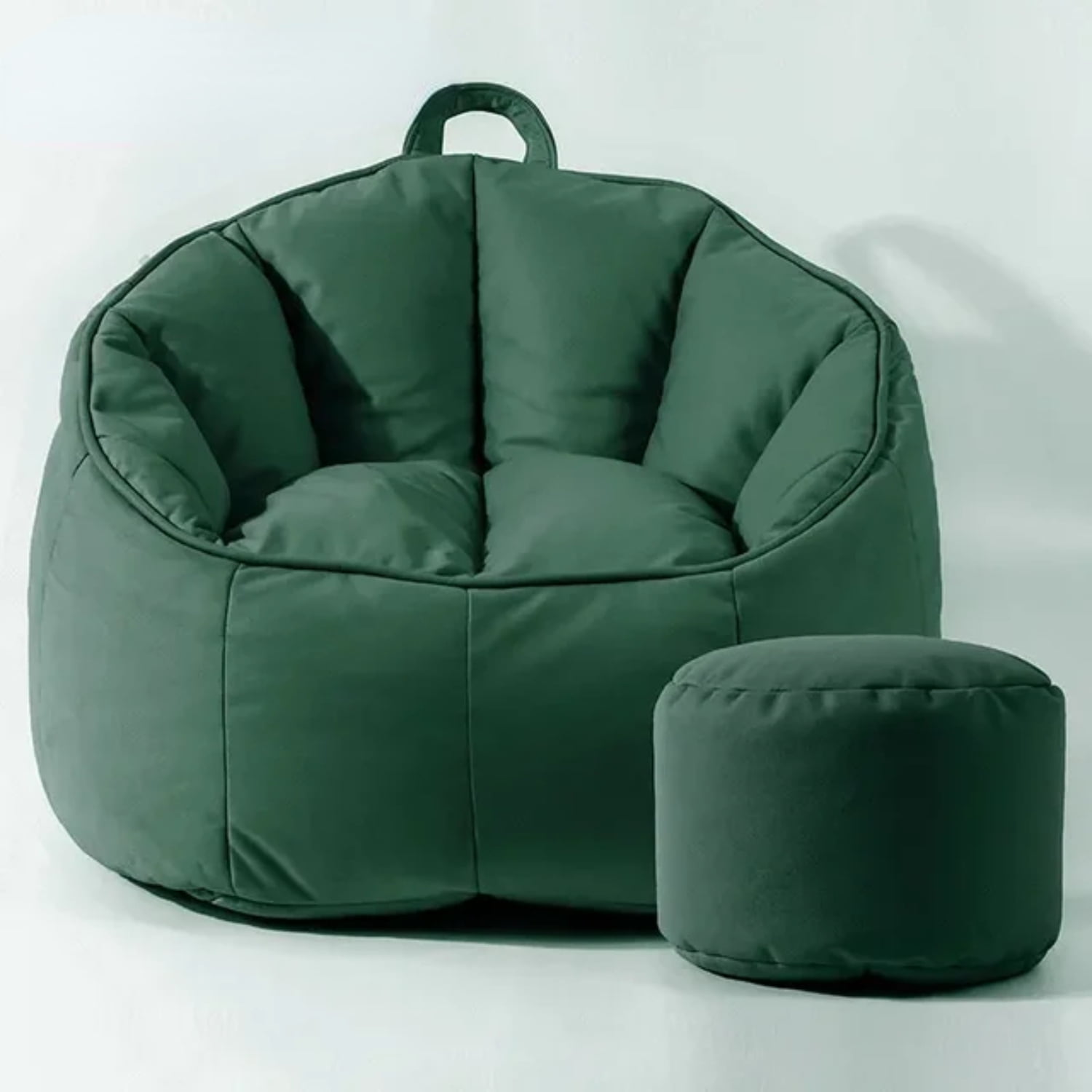 Stylish Comfortable Faux Leather Adults Bean Bag Chair Cover with Puff ...
