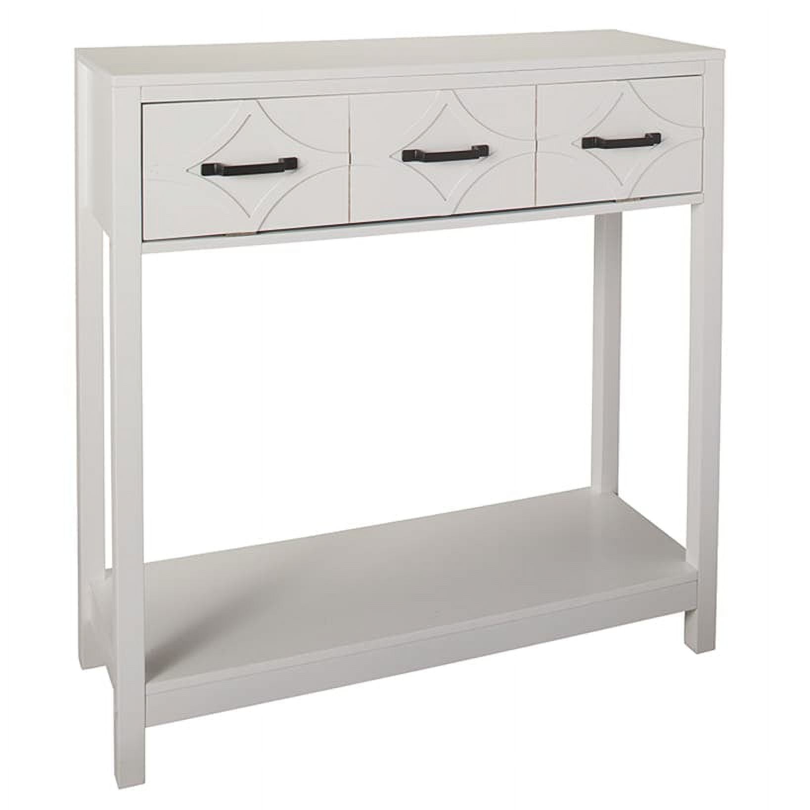 Stylish Console Table with Geometric Drawers and Ample Storage (White ...