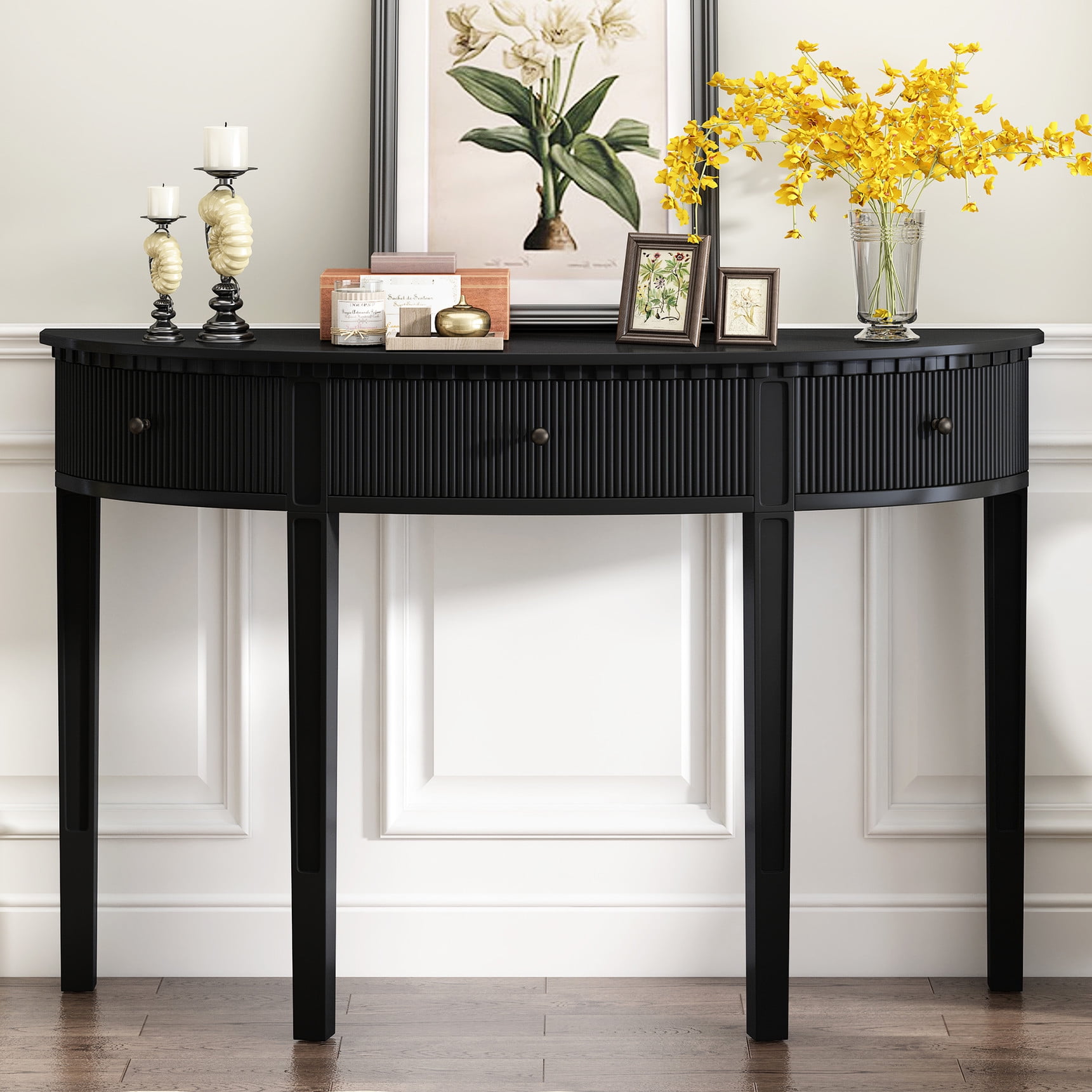 Stylish Console with Drawers, Pine Legs - In Modern Living Areas ...
