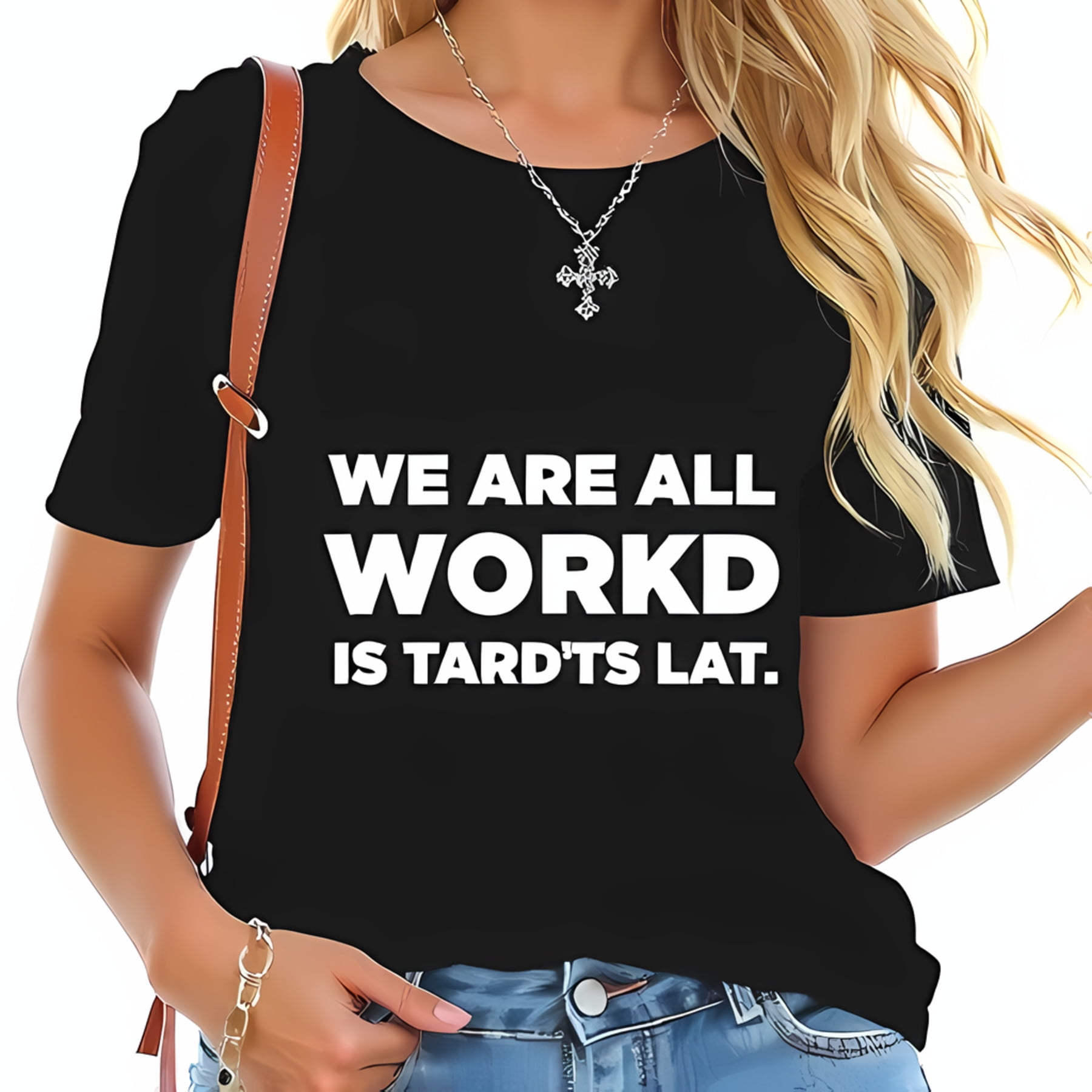 Stylish Cotton Short Sleeve T-Shirt for Women - Bold Humorous Text ...