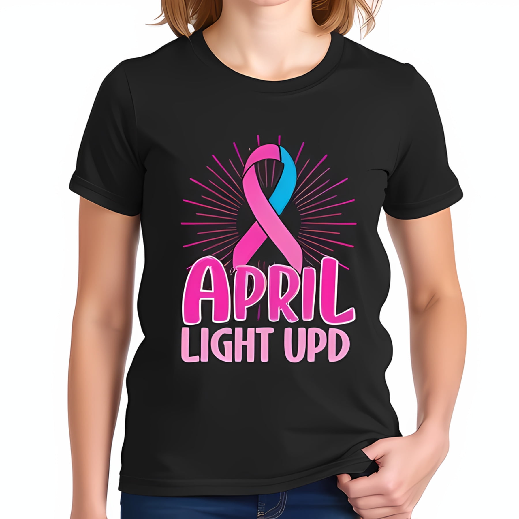 Stylish Cotton Short Sleeve T-Shirt for April - Bold Pink 'APRIL' Text ...