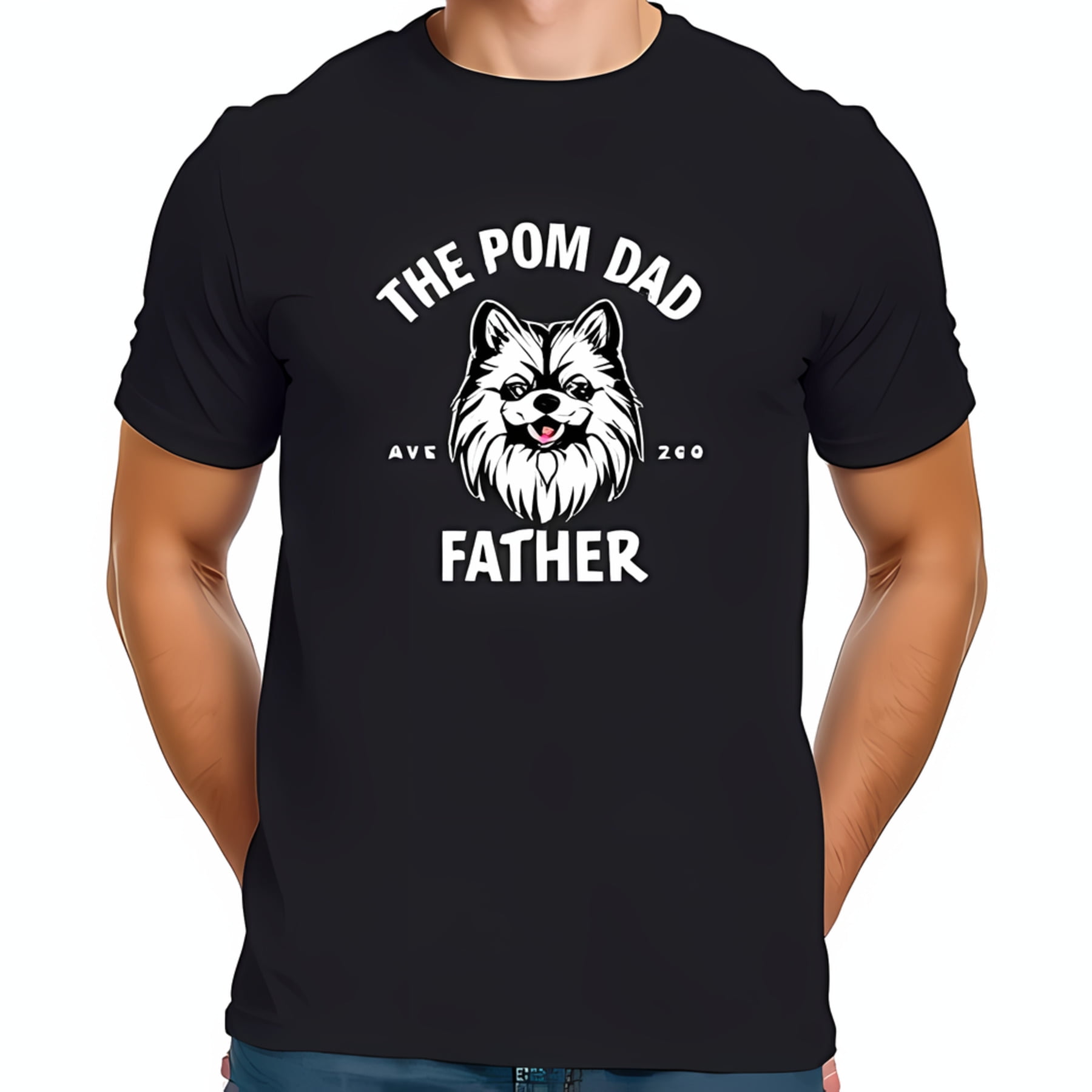 Stylish Cotton Short Sleeve T-Shirt for Dog Dads - " THE POM DAD " with ...