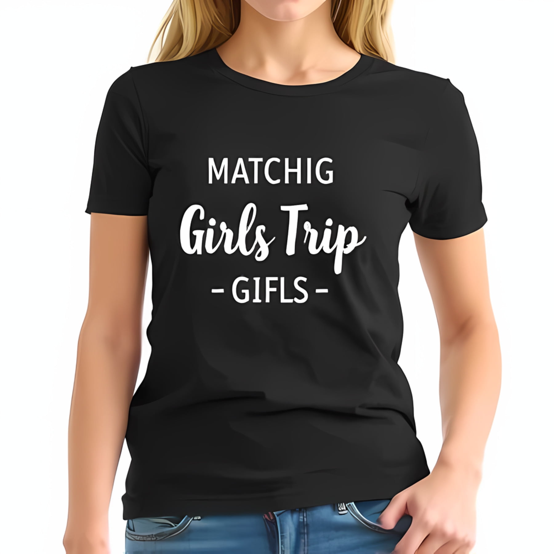 Stylish Cotton Short Sleeve T-Shirt for Girls Trip - " MATCHIG Girls ...