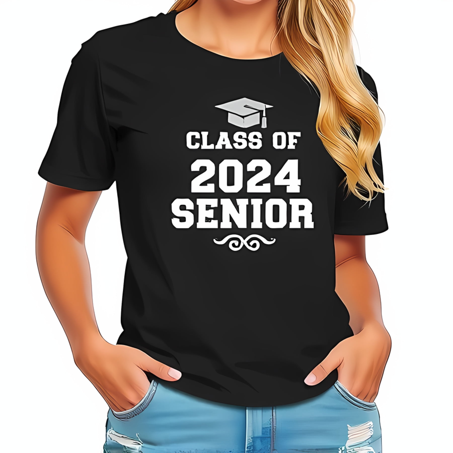 Stylish Cotton Short Sleeve T-Shirt for Graduates - " CLASS OF 2024 ...