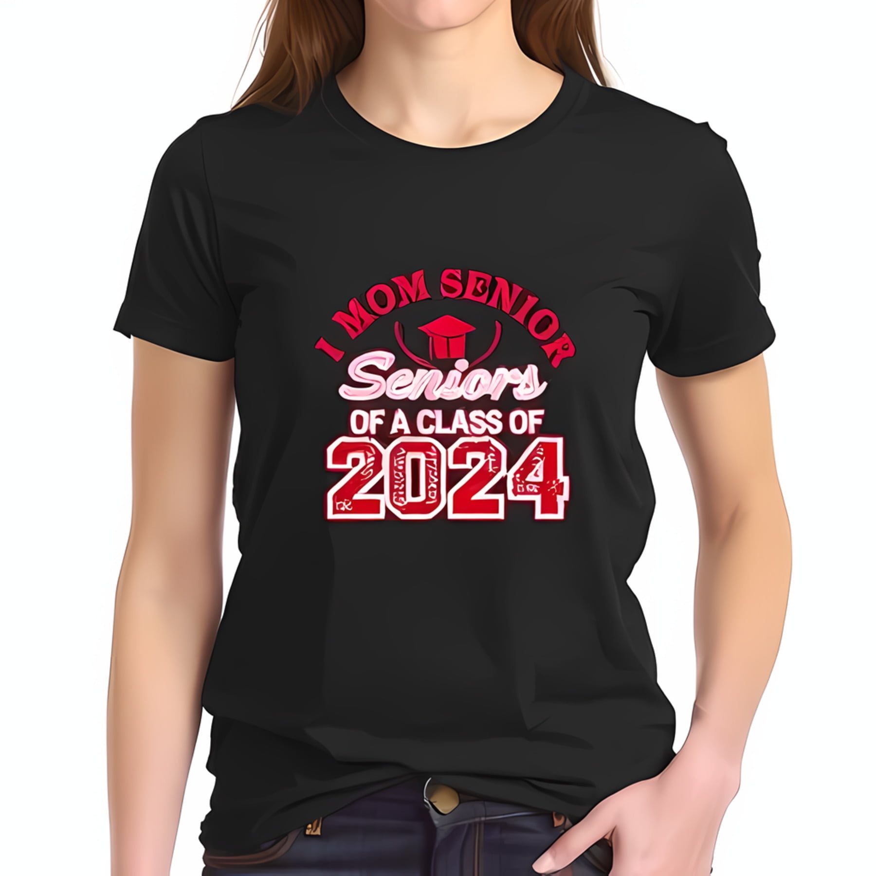 Stylish Cotton Short Sleeve T-Shirt for Moms - " I MOM SENIOR " with ...